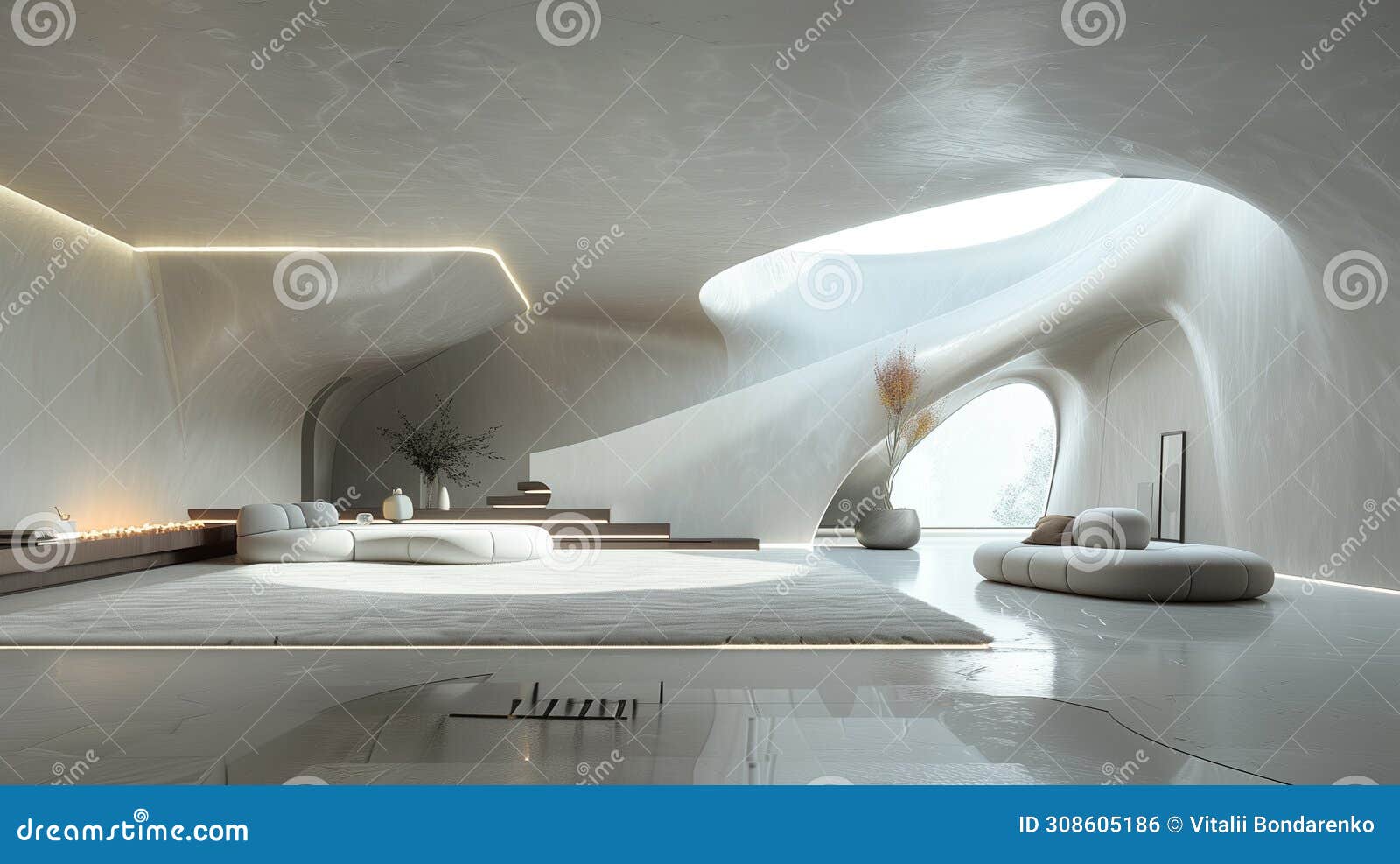 Interior of Modern Villa, 3d Render, Computer Digital Image. Stock ...