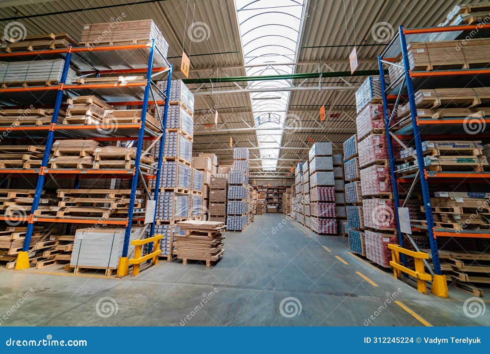 Interior of Modern Warehouse. Rows of Shelves with Boxes Stock Photo ...