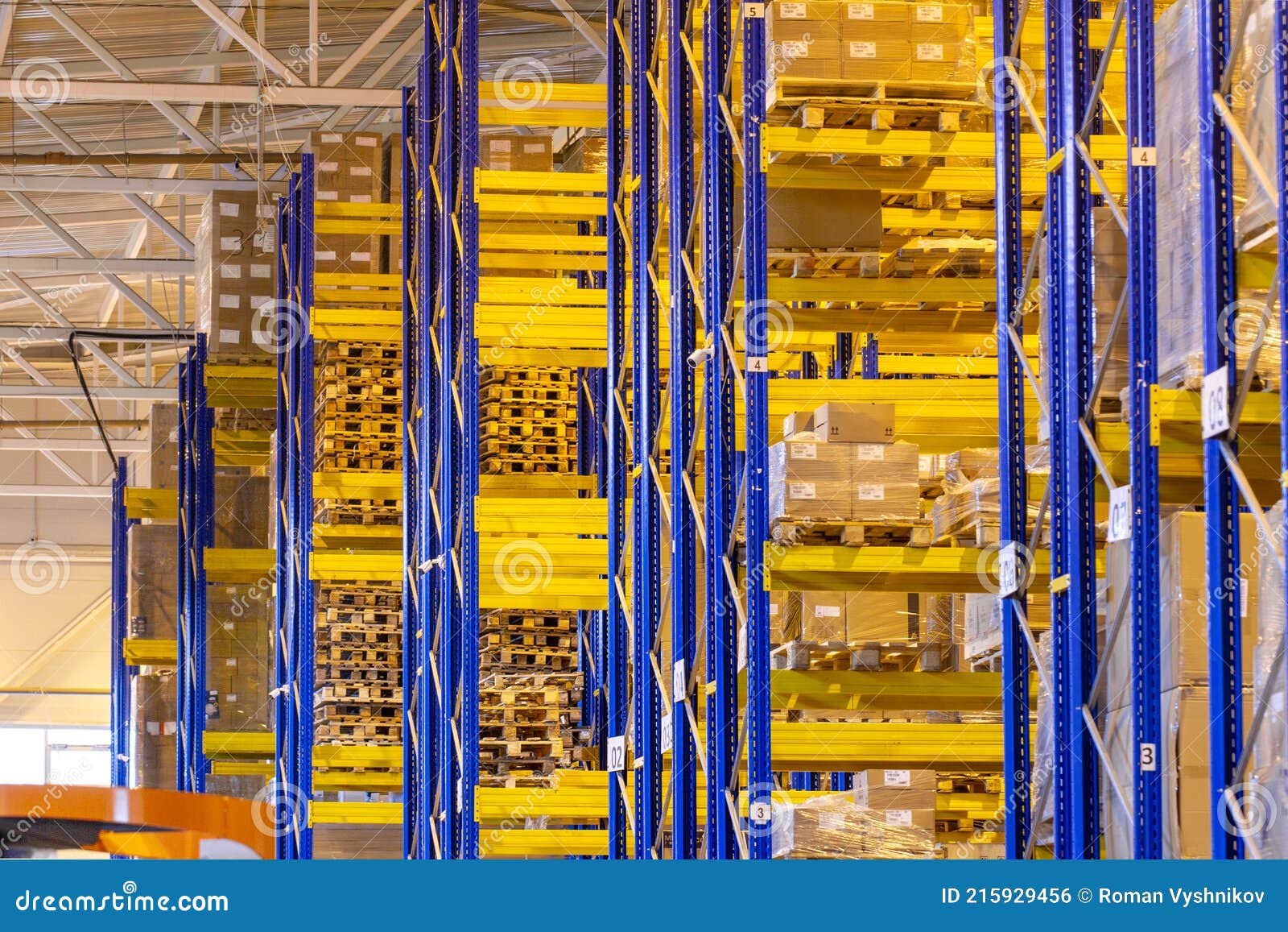 Interior of a Modern Warehouse Storage with Rows and Goods Boxes on ...