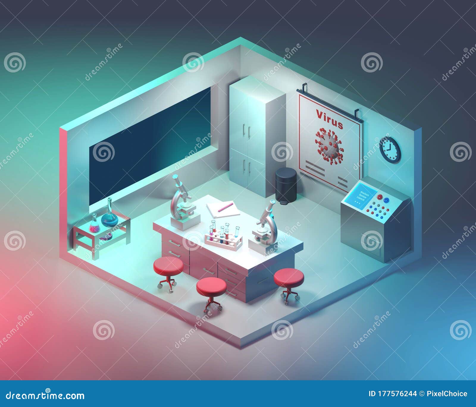 Interior of Modern White Laboratory in Miniature Stock Illustration ...