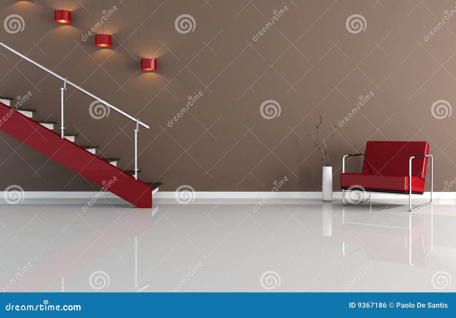 Interior Moderno Con La Escalera Stock de ilustración - Ilustración de ...