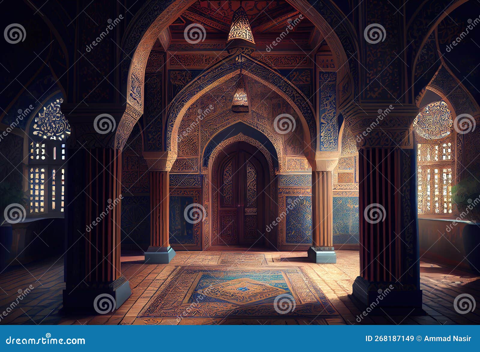 Interior of a Mosque with Arabic Interior, Generative Ai Stock ...
