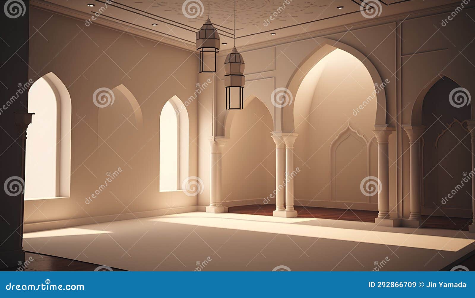Interior of a Mosque with Arches and Columns. 3d Render Stock ...