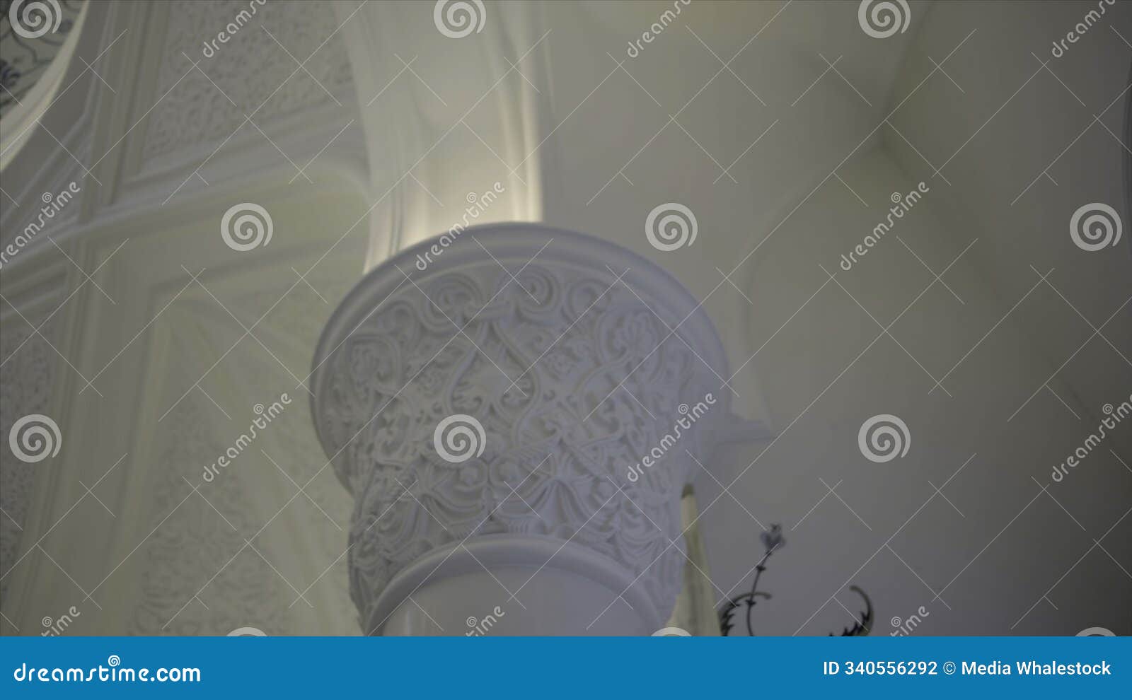 Interior of the Mosque with Decorative Ceiling and Walls. Scene. White ...