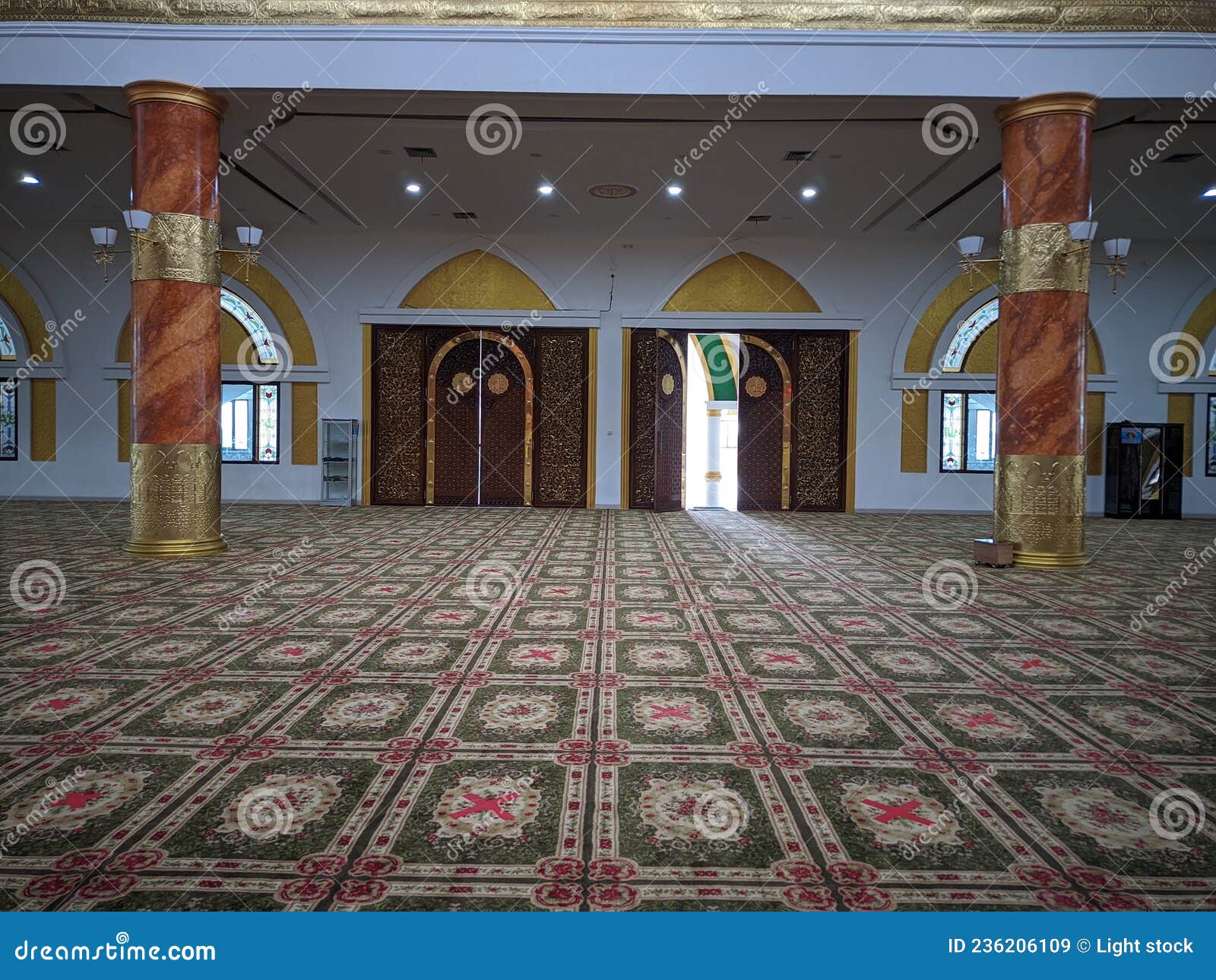 The Interior of the Mosque& X27;s Prayer Room Stock Image - Image of ...