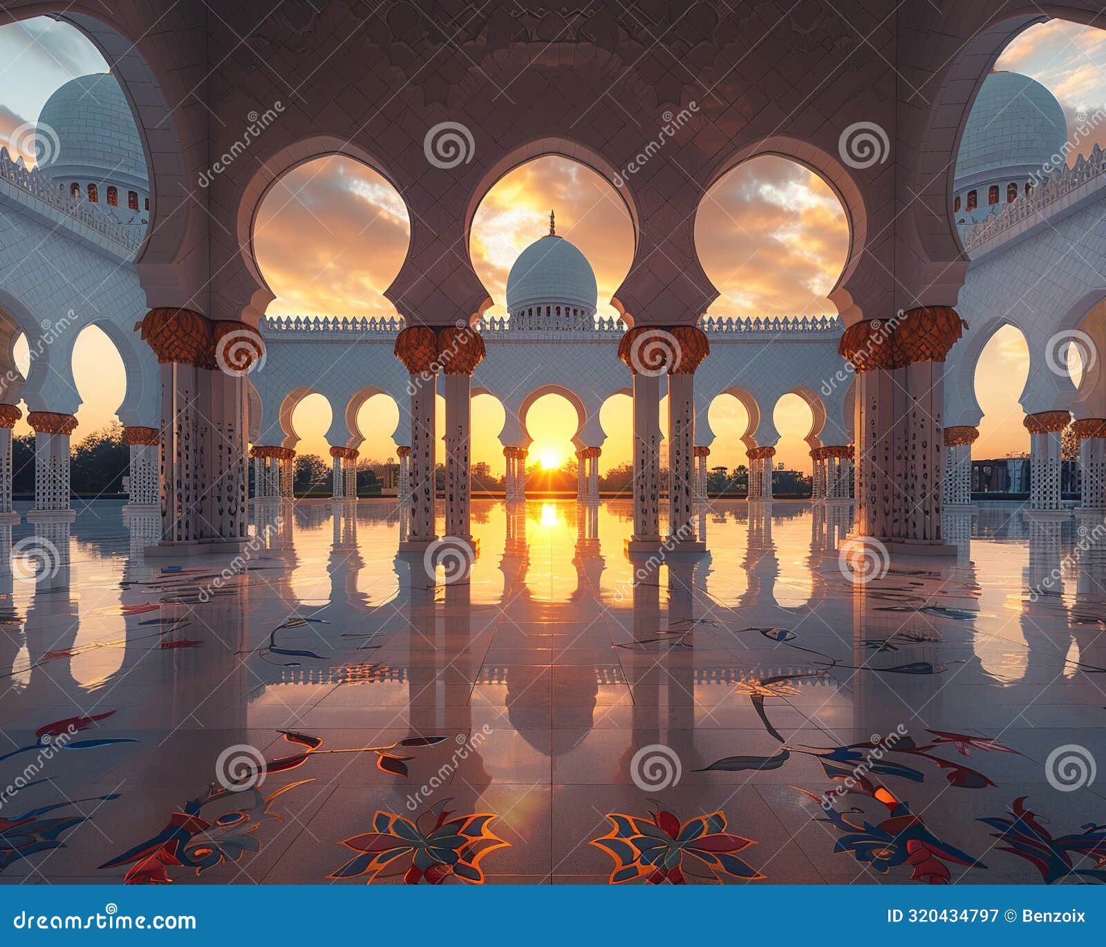 Interior of a Mosque during Sunset Wide-angle Stock Image - Image of ...