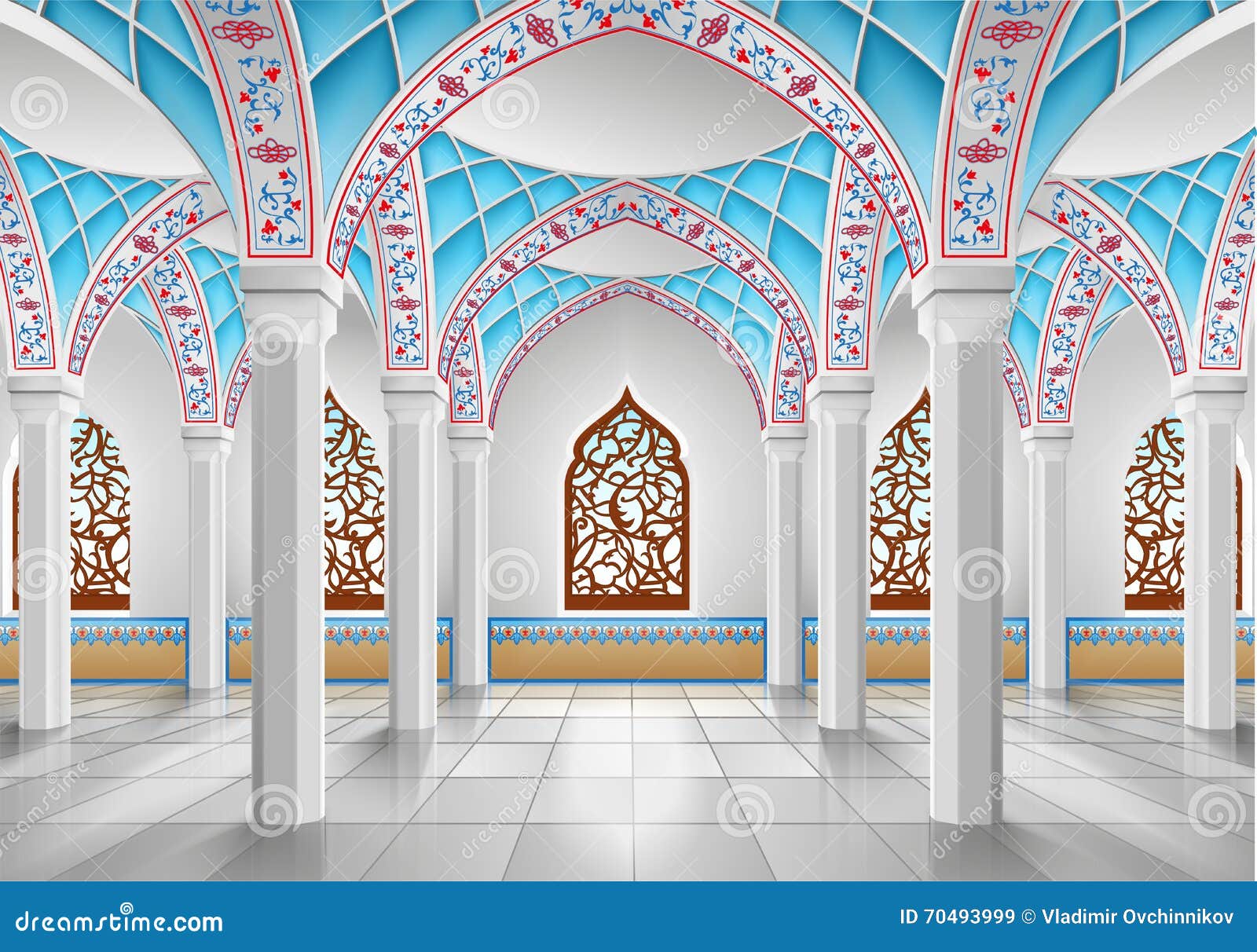Interior of Mosque stock illustration. Illustration of asia - 70493999