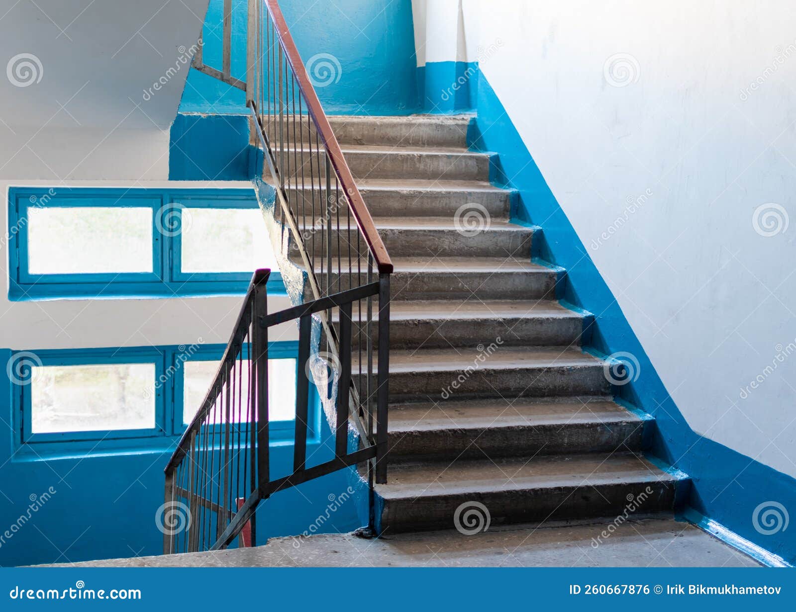 Interior of Multi-storey Residential Building with Stairs Stock Photo ...