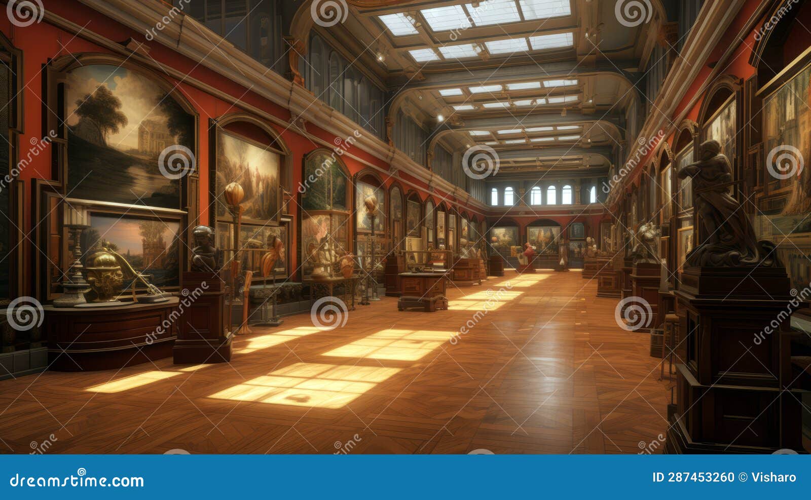 Interior of a museum stock illustration. Illustration of lobby - 287453260
