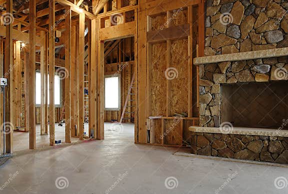 Interior of New Home Construction Stock Photo - Image of home, indoors ...