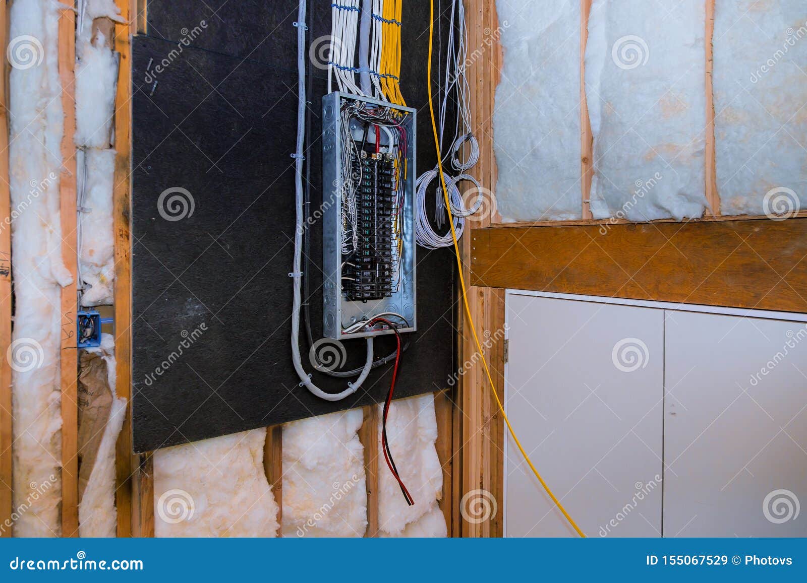 Interior of a New Home Under Construction Board Connection Electric ...