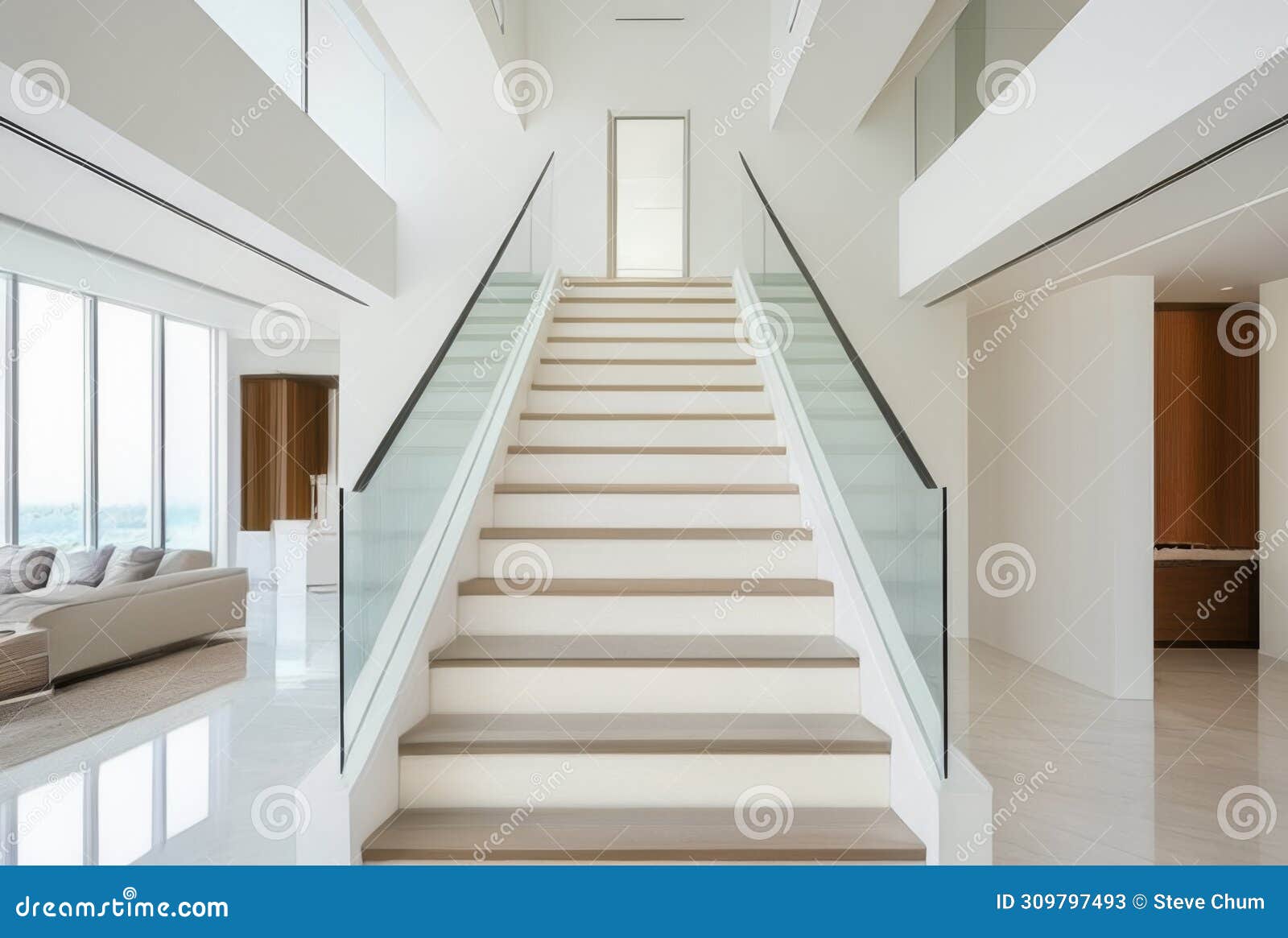 Interior of New Luxury House, Staircase View from the Second Floor ...