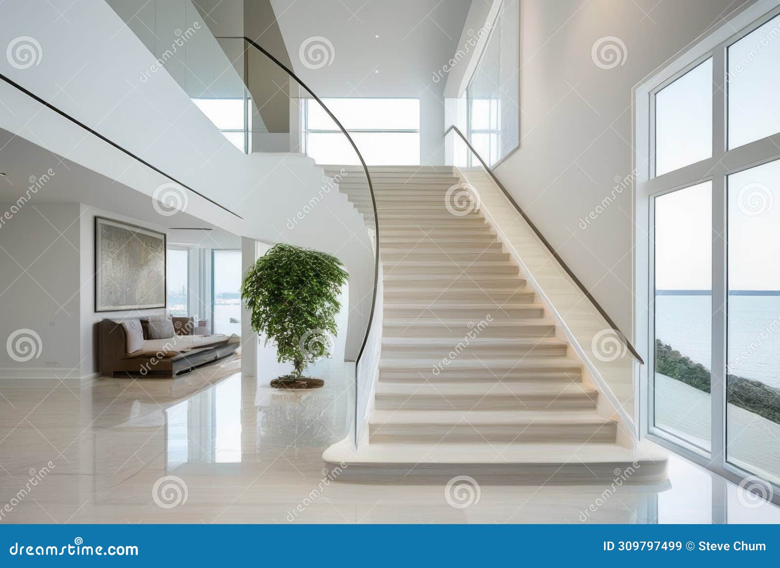 Interior of New Luxury House, Staircase View from the Second Floor ...