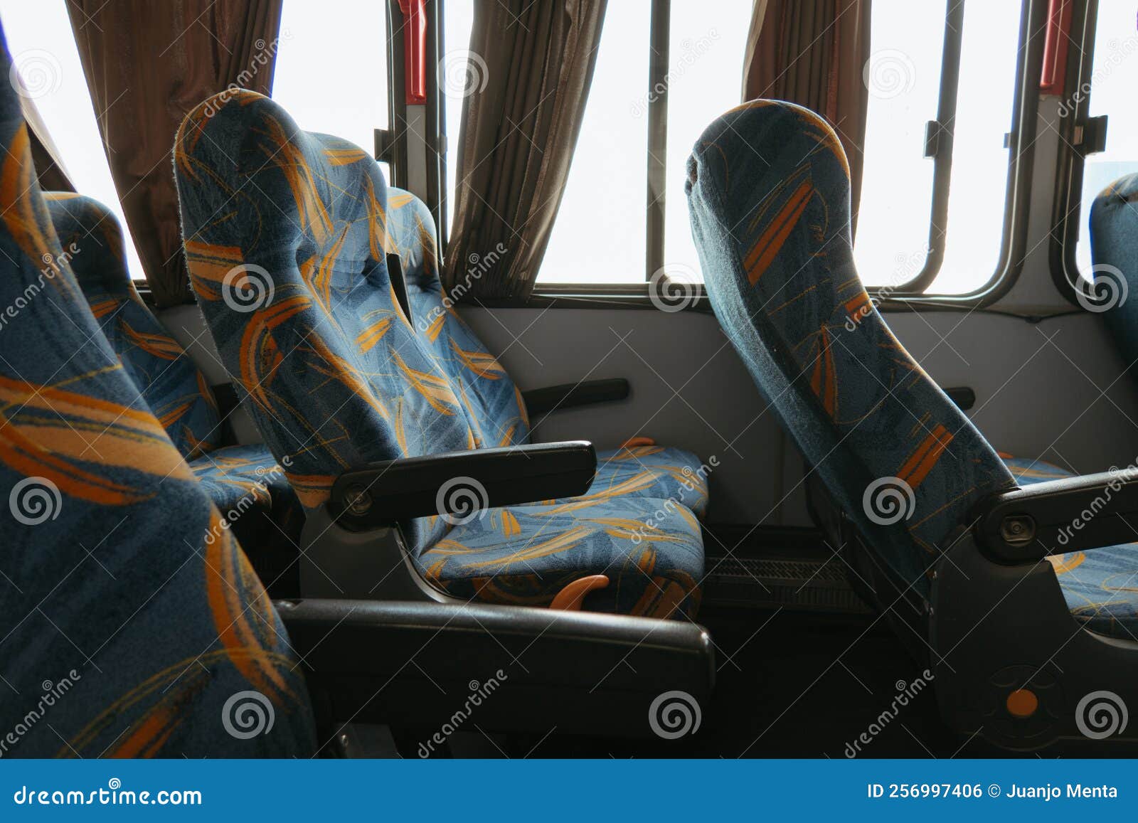 Interior of new modern bus stock photo. Image of corridor - 256997406