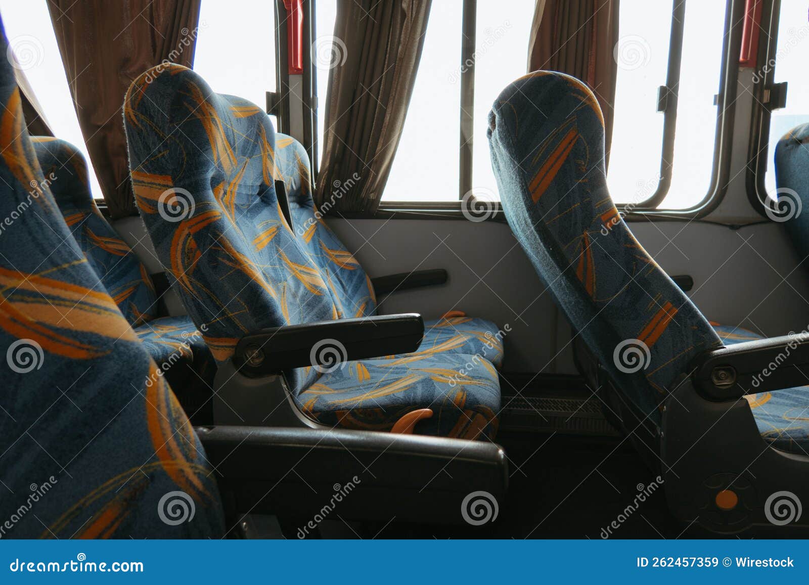 Interior of new modern bus stock image. Image of corridor - 262457359