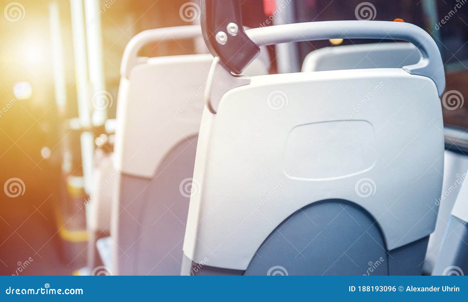Interior of New Modern Bus. Empty Chairs in Bus. Stock Photo - Image of ...