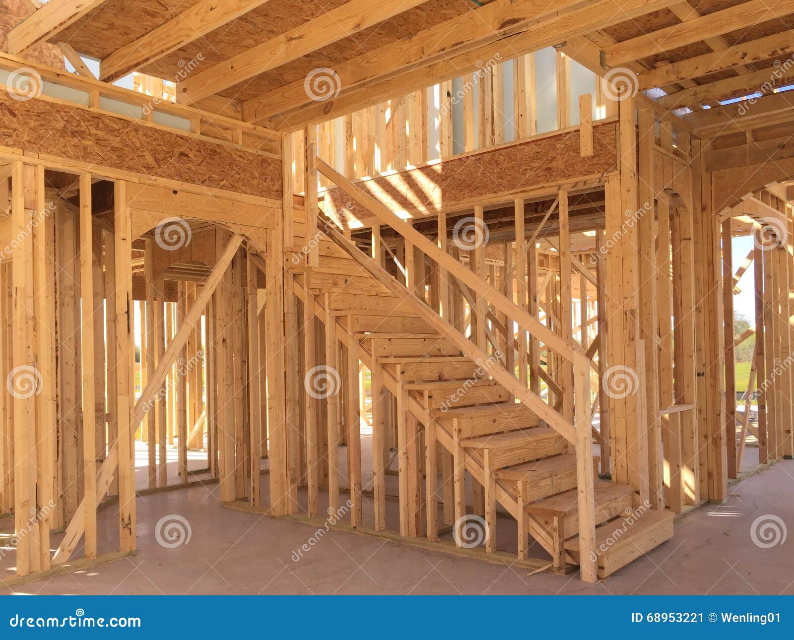 Interior of New Two Floors House Under Construction Stock Image - Image ...