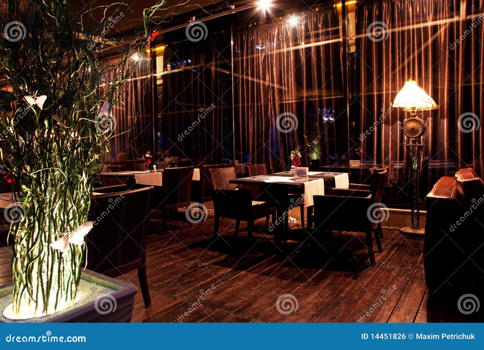 Interior night restaurant stock photo. Image of furniture - 14451826
