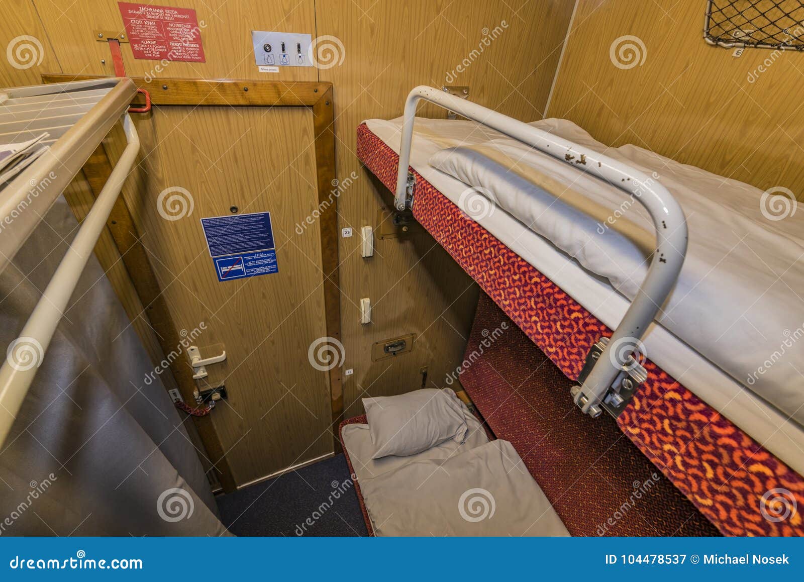 Interior of Night Train with Beds and Wash Basin Stock Image - Image of ...