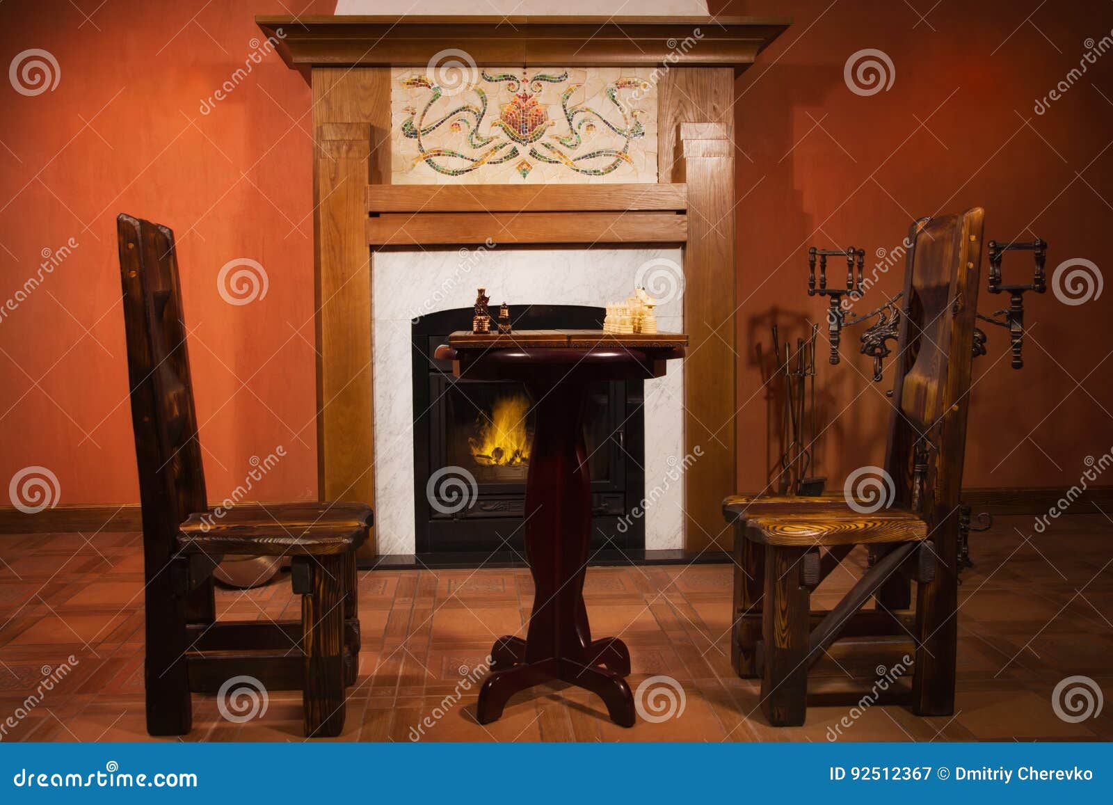 Interior No Estilo Medieval Imagem de Stock - Imagem de lareira, lugar ...