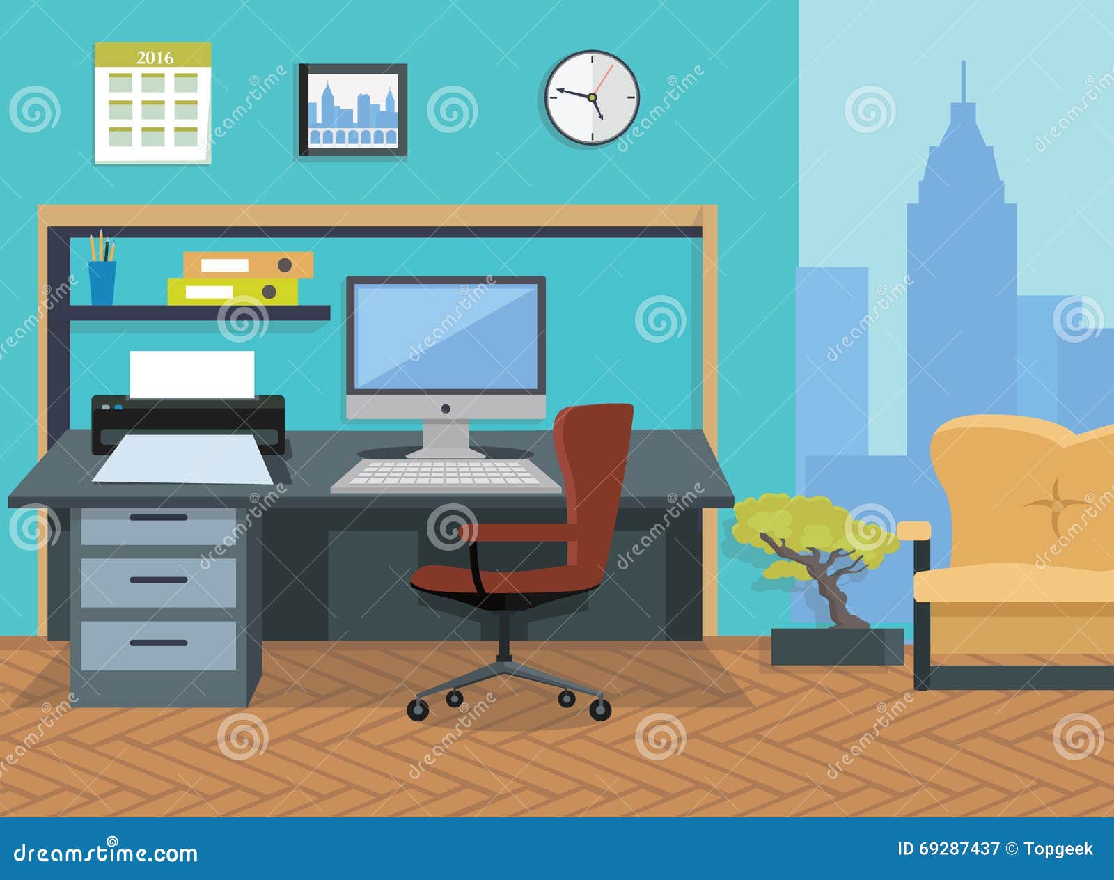 Interior Office Room. Illustration for Design Stock Vector ...