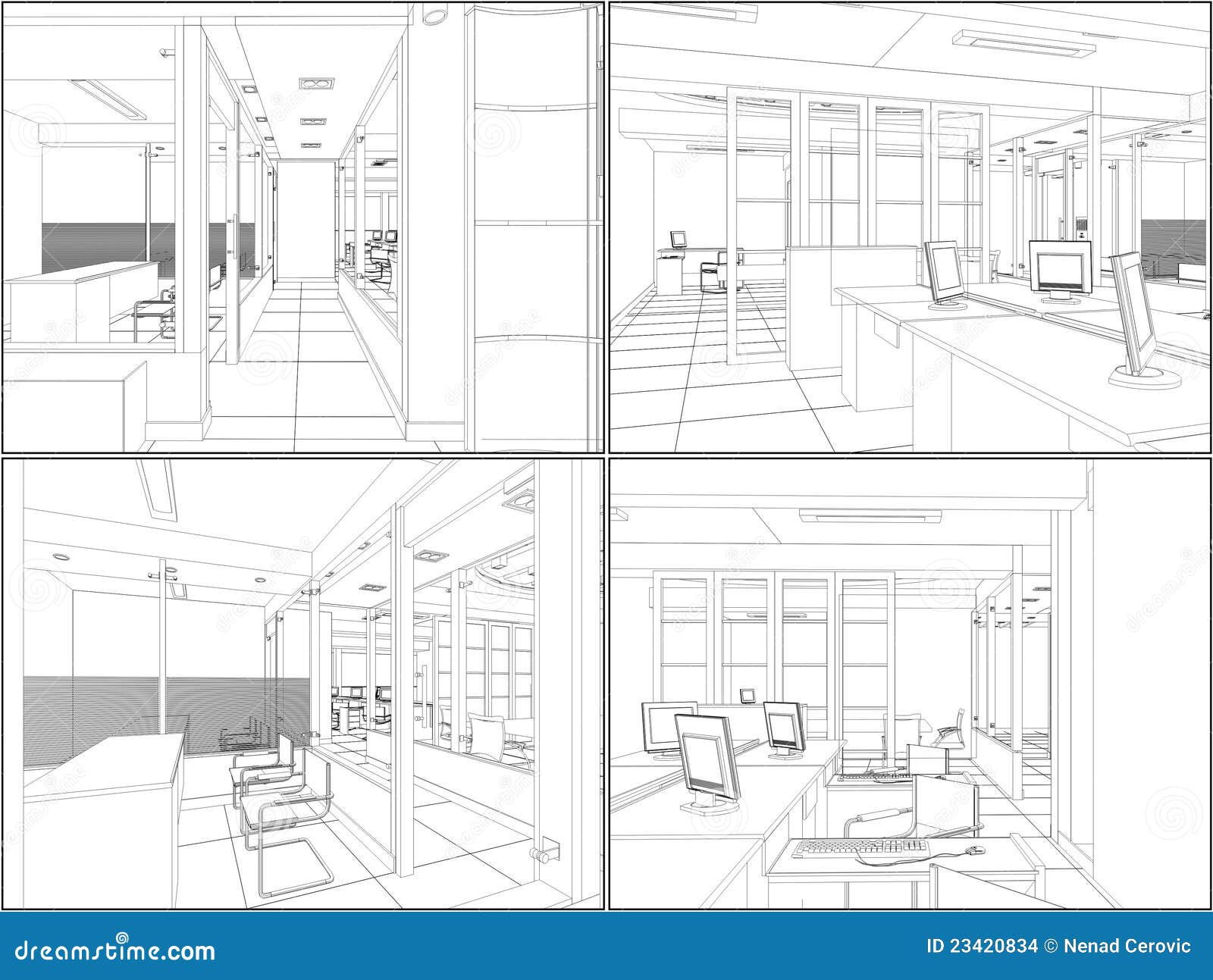 Interior Office Rooms Vector 06 Stock Vector - Illustration of room ...