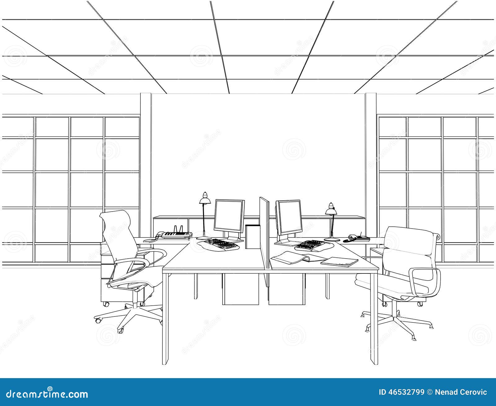 Interior Office Rooms Vector Stock Vector - Illustration of ...