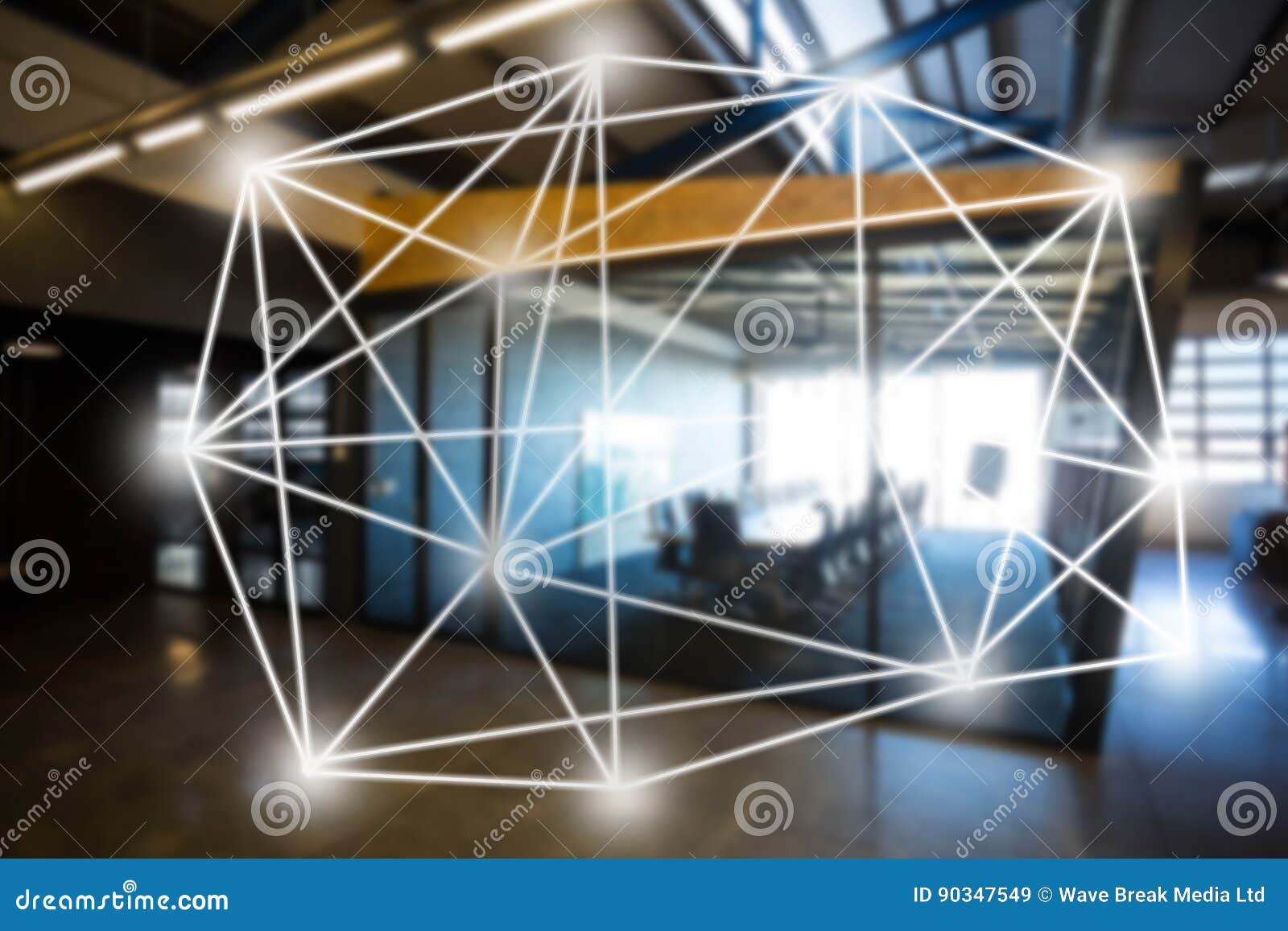 Interior of Office with Tech Graphics Stock Image - Image of digitally ...