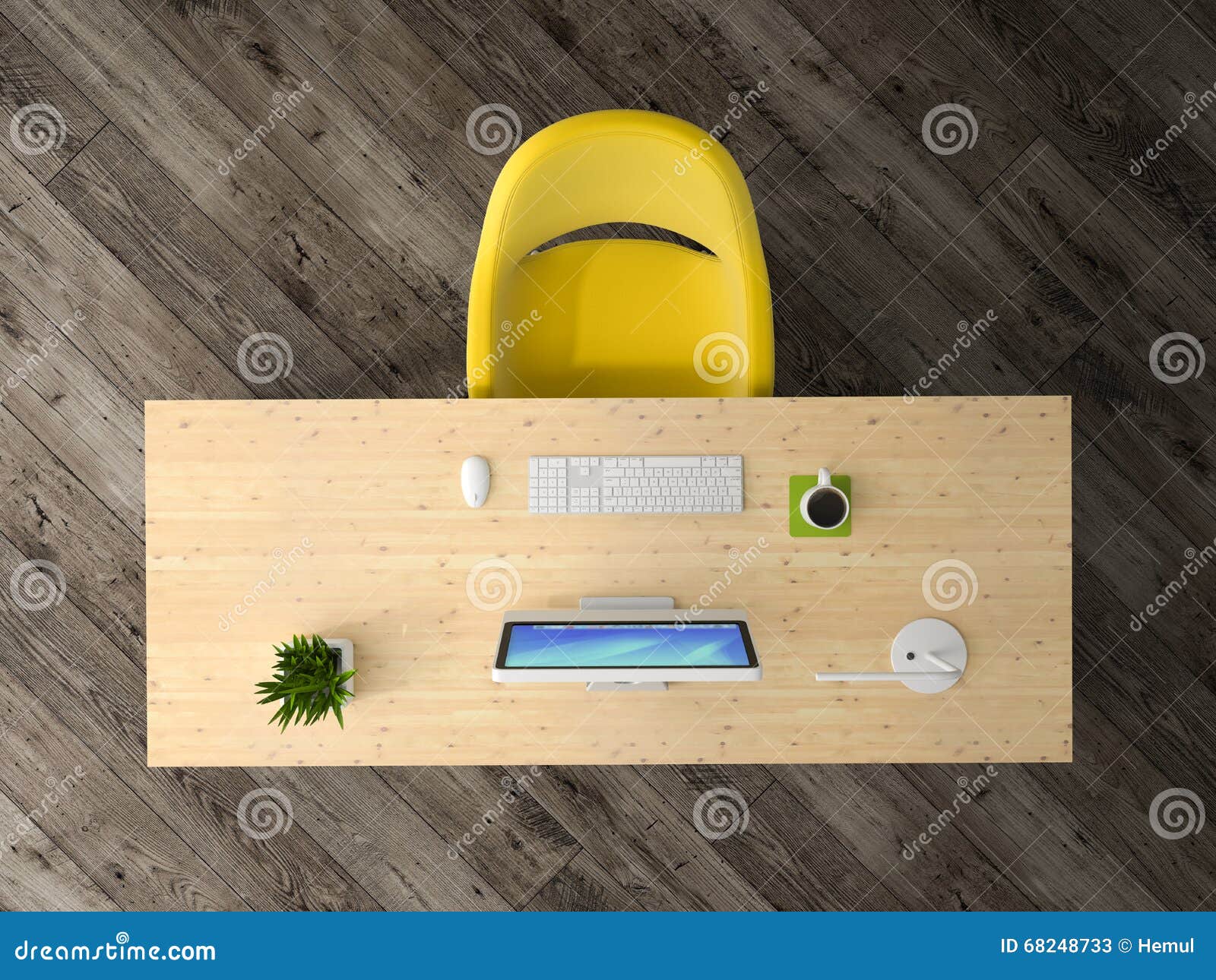 Interior of the Office Top View 3D Rendering Stock Image - Image of ...