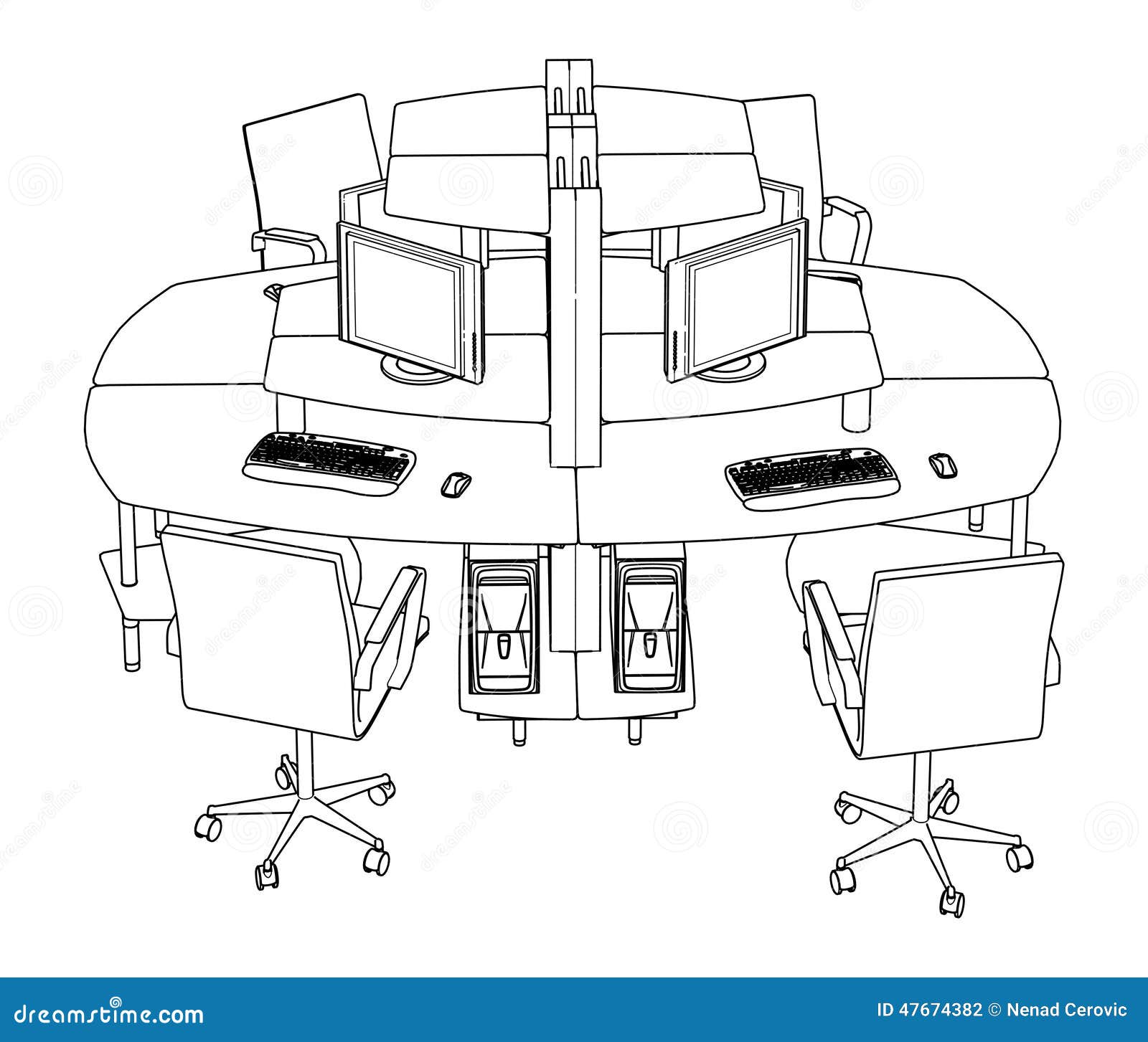 Interior Office Working Place Vector Stock Vector - Illustration of ...