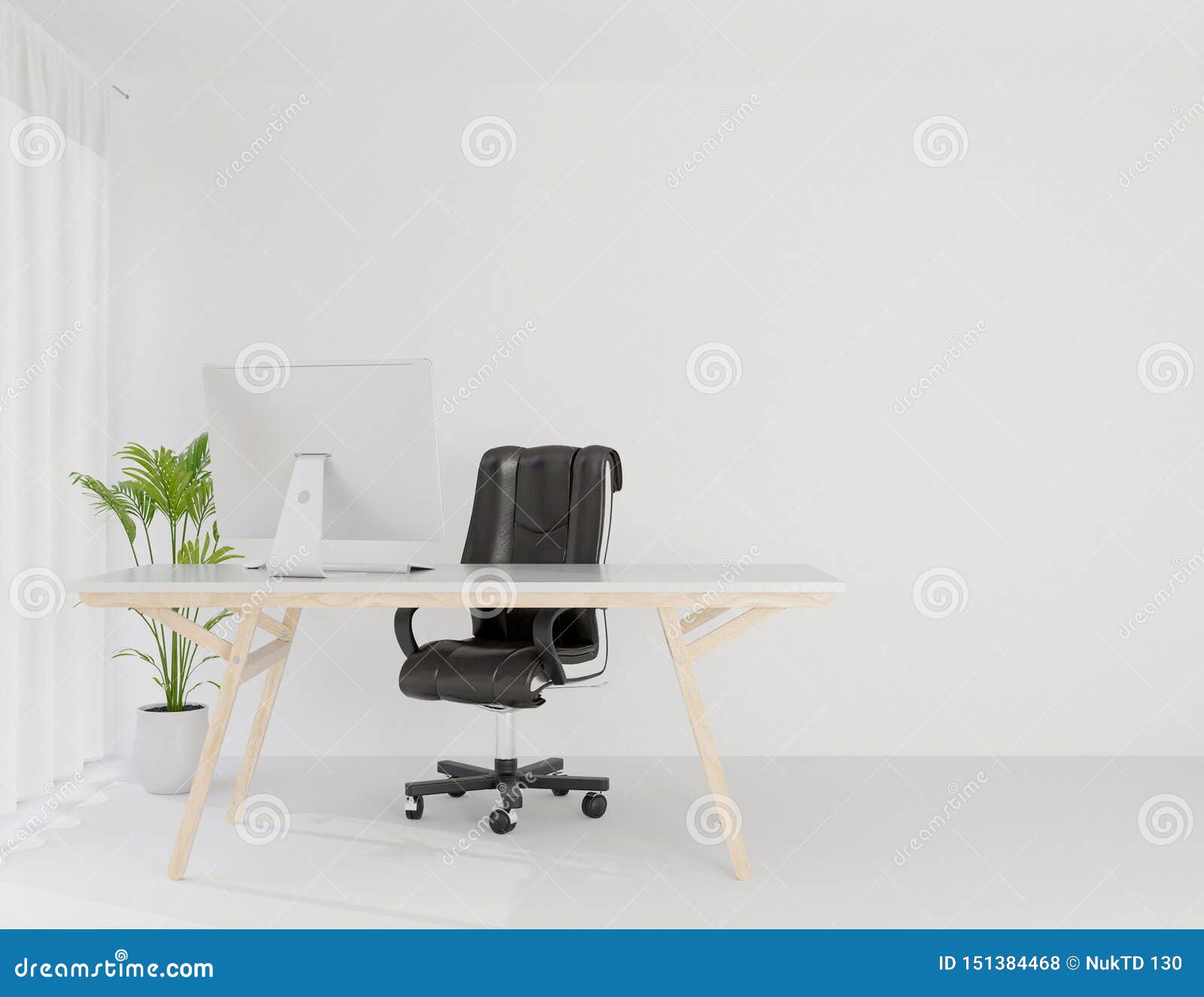 Interior Office Working Room Mock Up Copy Space ,3d Rendering Stock ...