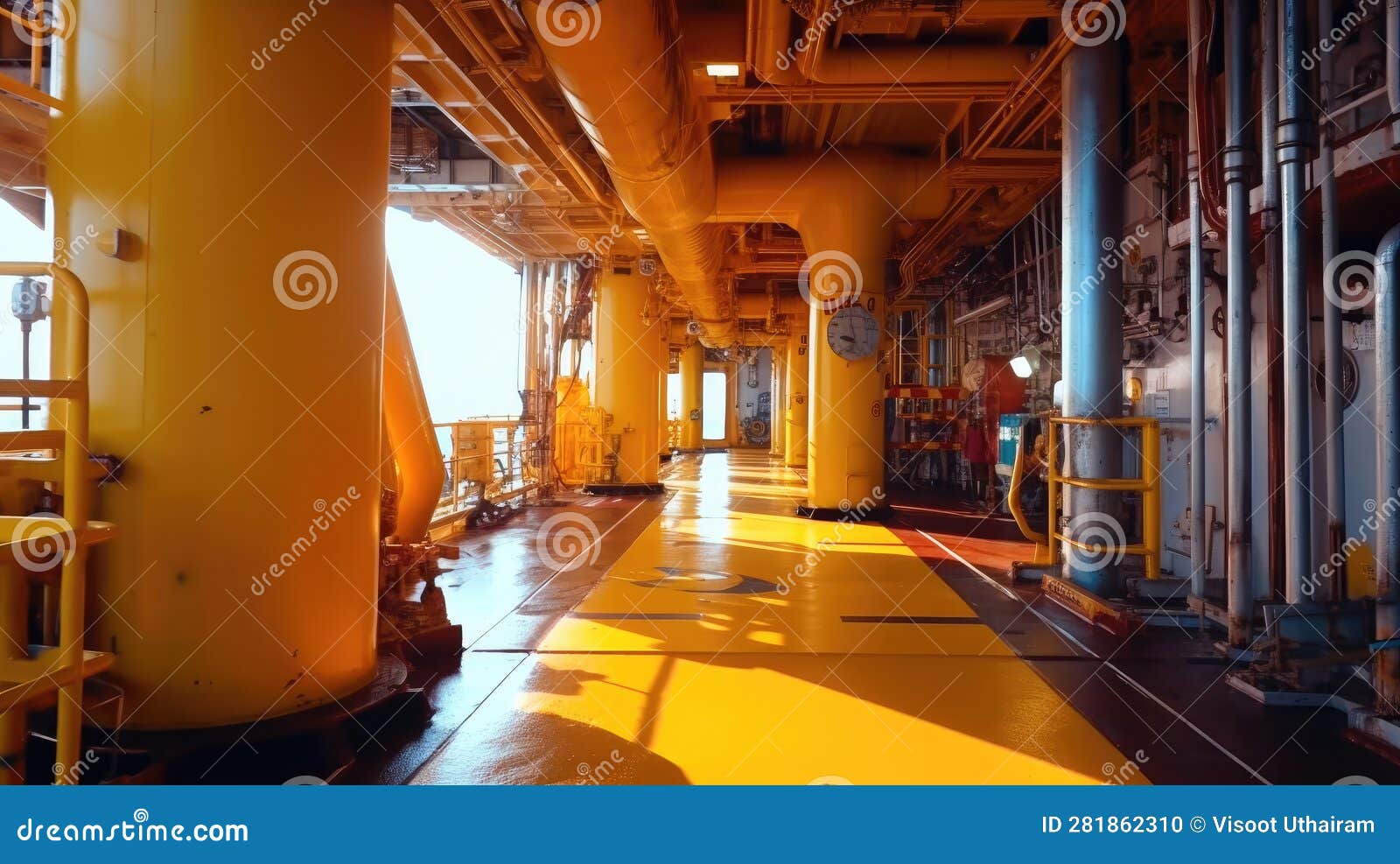 Interior Oil Platform, Prominent Features Include a Large Oil Pipeline ...