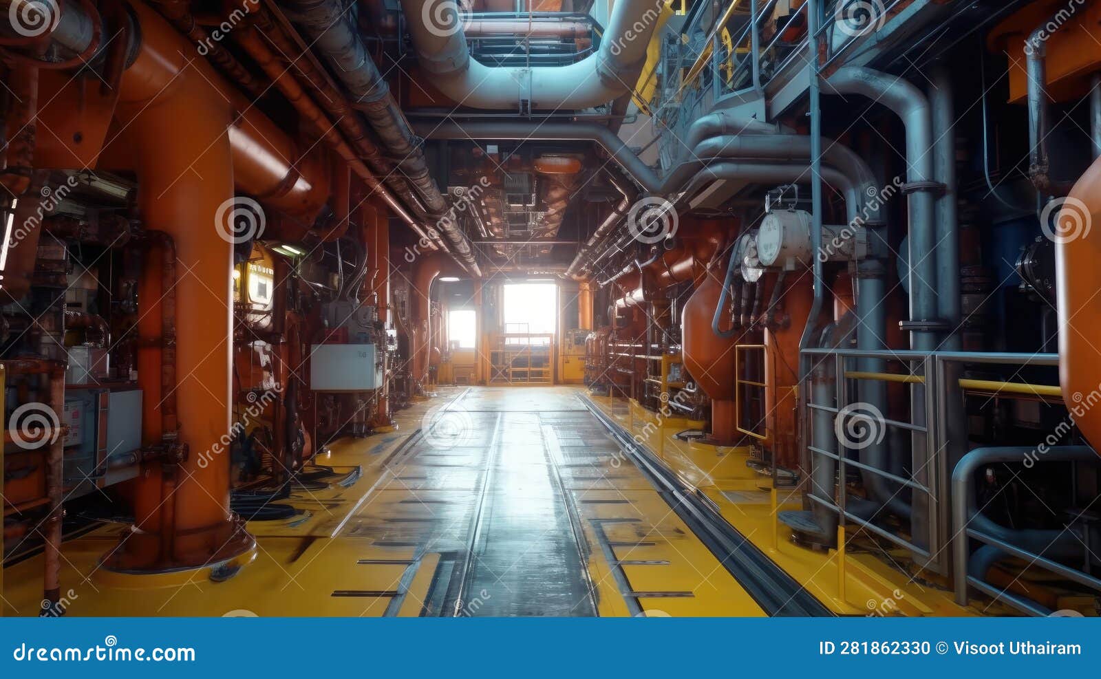 Interior Oil Platform, Prominent Features Include a Large Oil Pipeline ...