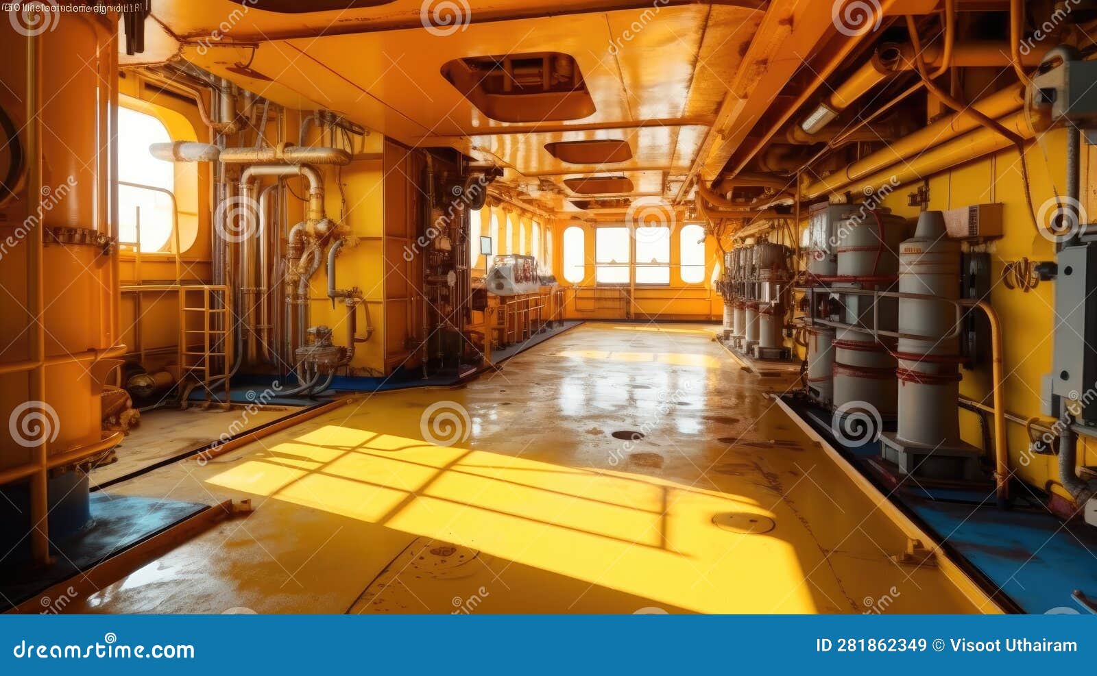 Interior Oil Platform, Prominent Features Include a Large Oil Pipeline ...