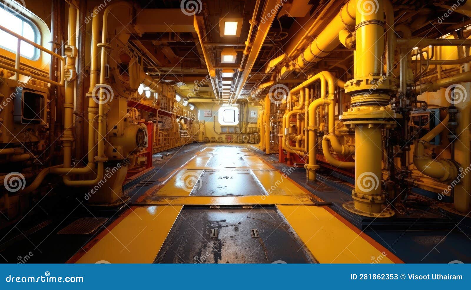 Interior Oil Platform, Prominent Features Include a Large Oil Pipeline ...
