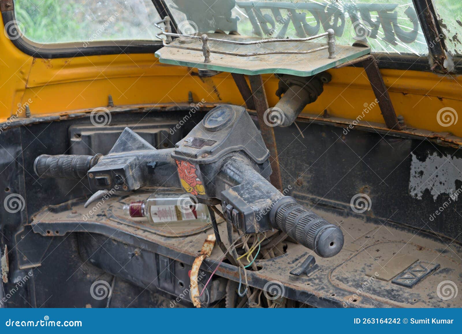 Interior of Old Abandoned Auto Rickshaw Editorial Photography - Image ...