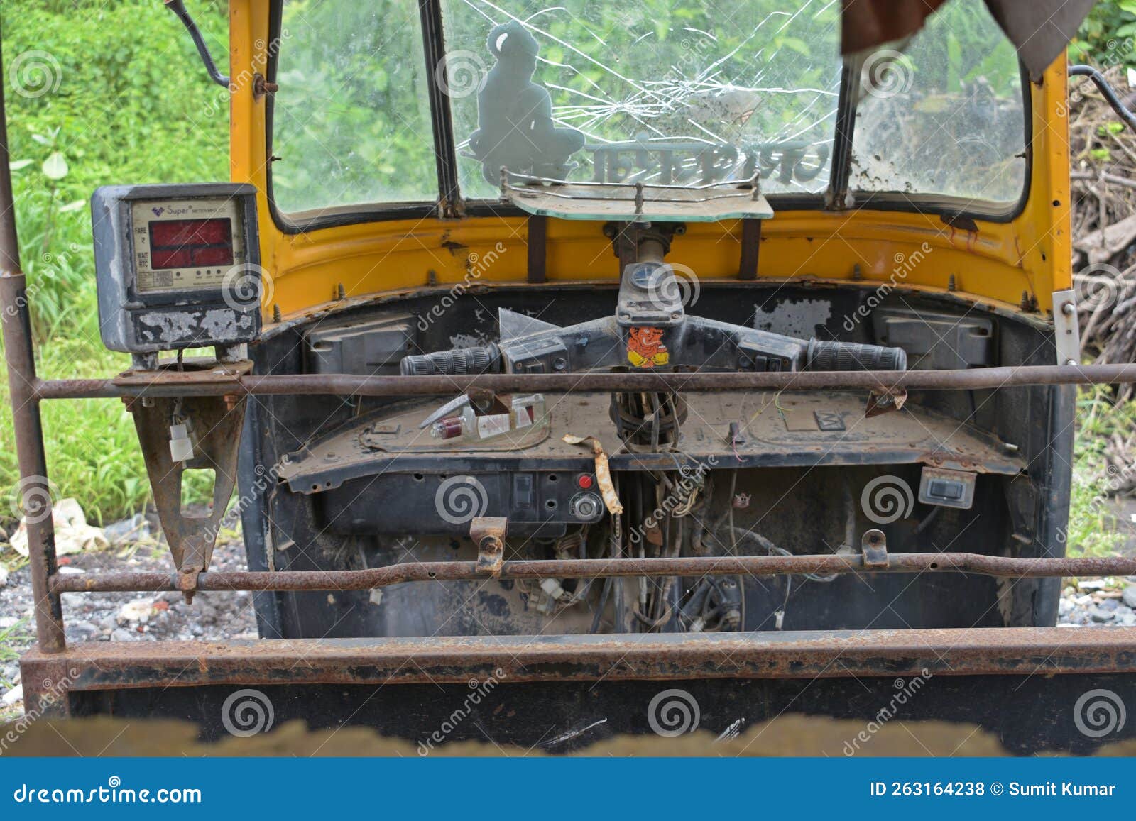 Interior of Old Abandoned Auto Rickshaw Editorial Stock Photo - Image ...