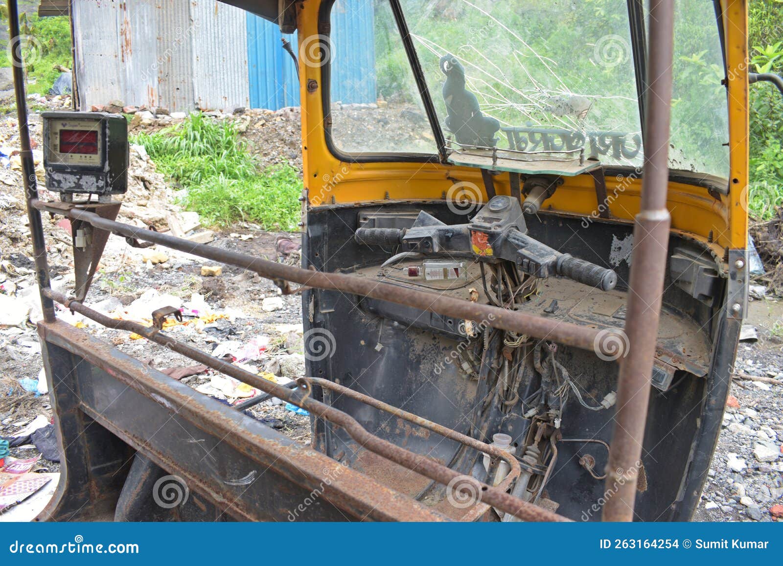 Interior of Old Abandoned Auto Rickshaw Editorial Stock Image - Image ...