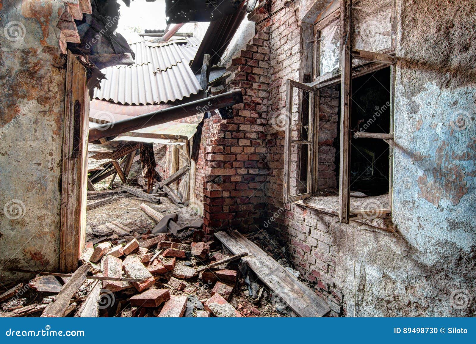 Interior of the Old, Abandoned and Crumbling Building Stock Photo ...