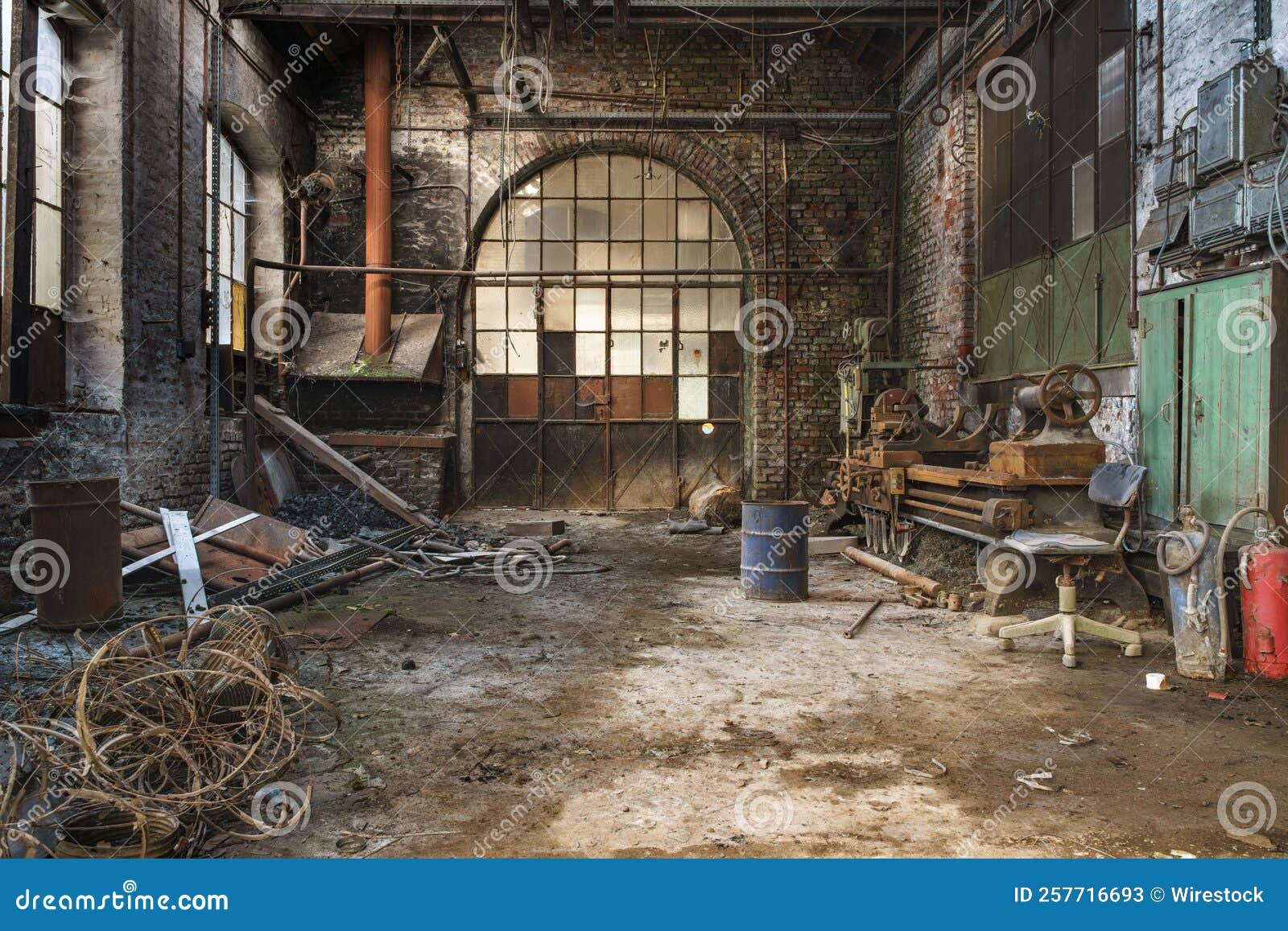 Interior of an Old Abandoned Manufacturing Building with Rusty ...