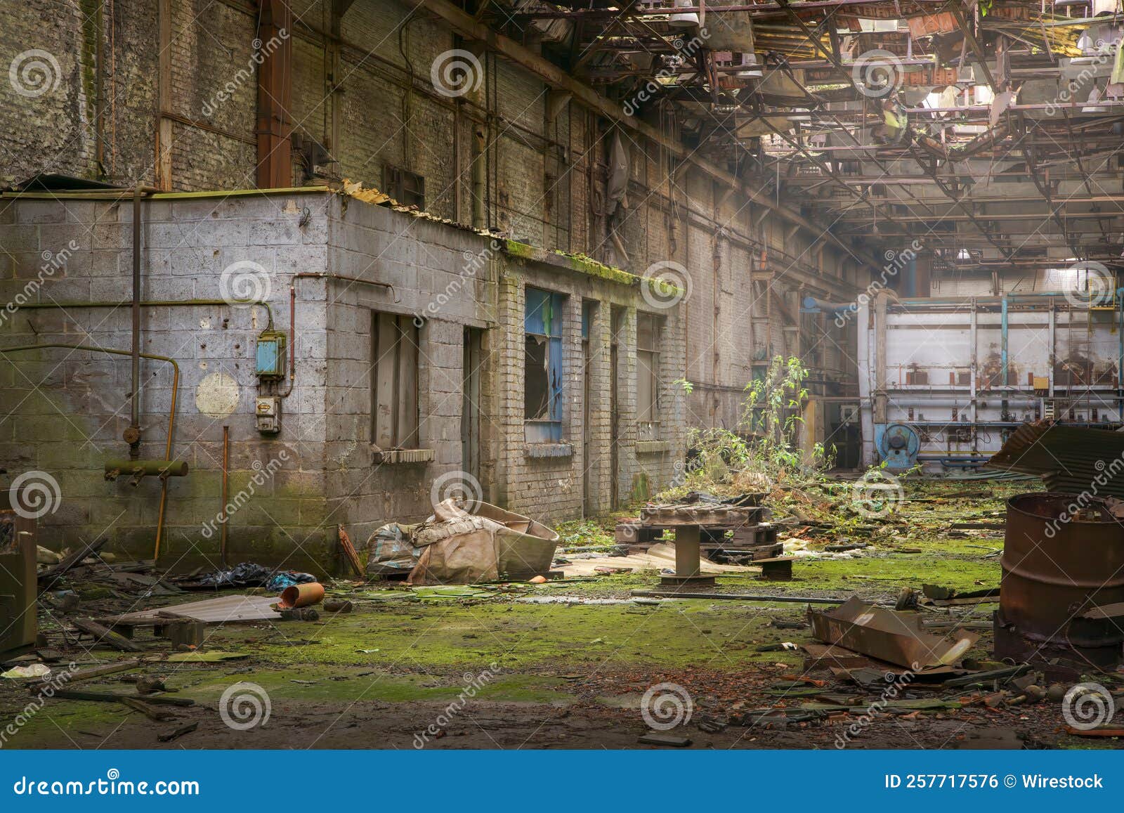 Interior of an Old Abandoned Manufacturing Building with Rusty ...