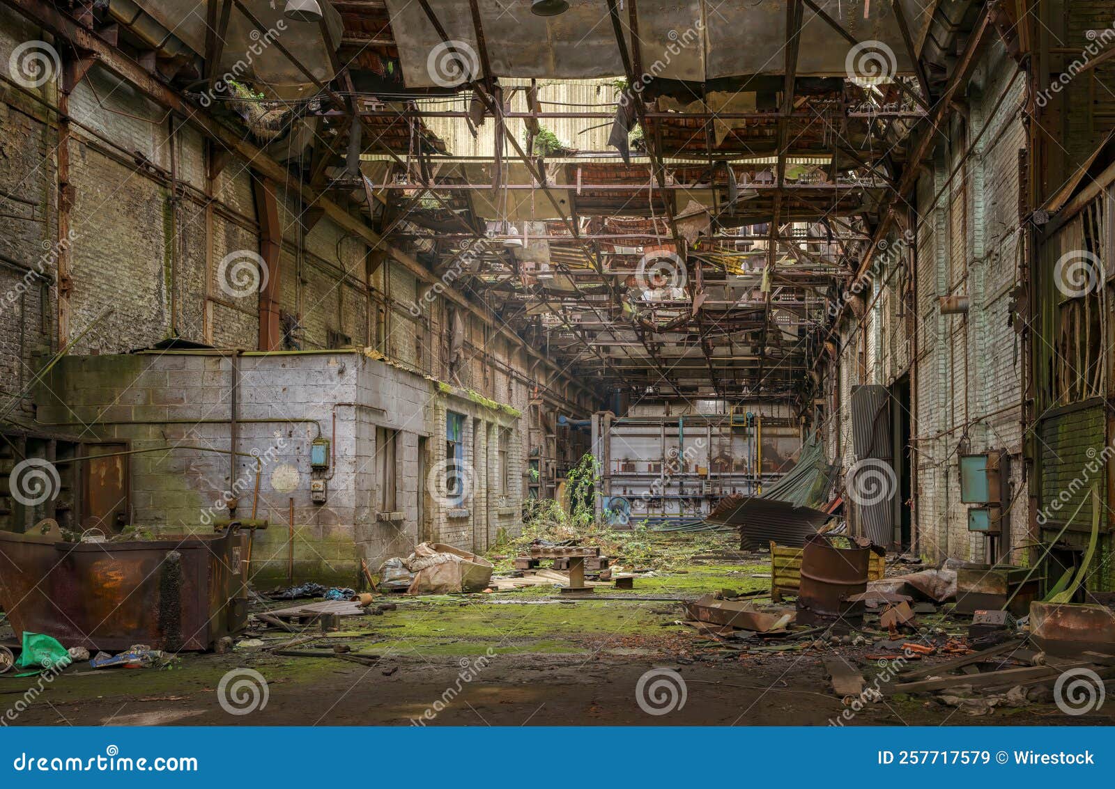 Interior of an Old Abandoned Manufacturing Building with Rusty ...