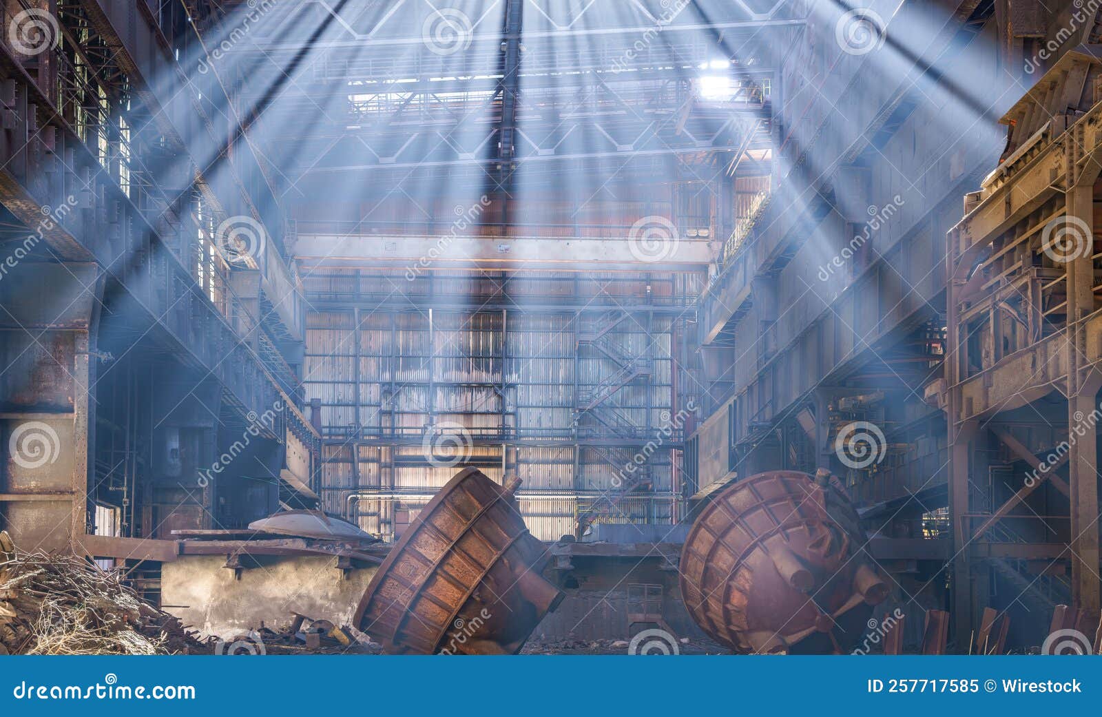 Interior of an Old Abandoned Manufacturing Building with Rusty ...