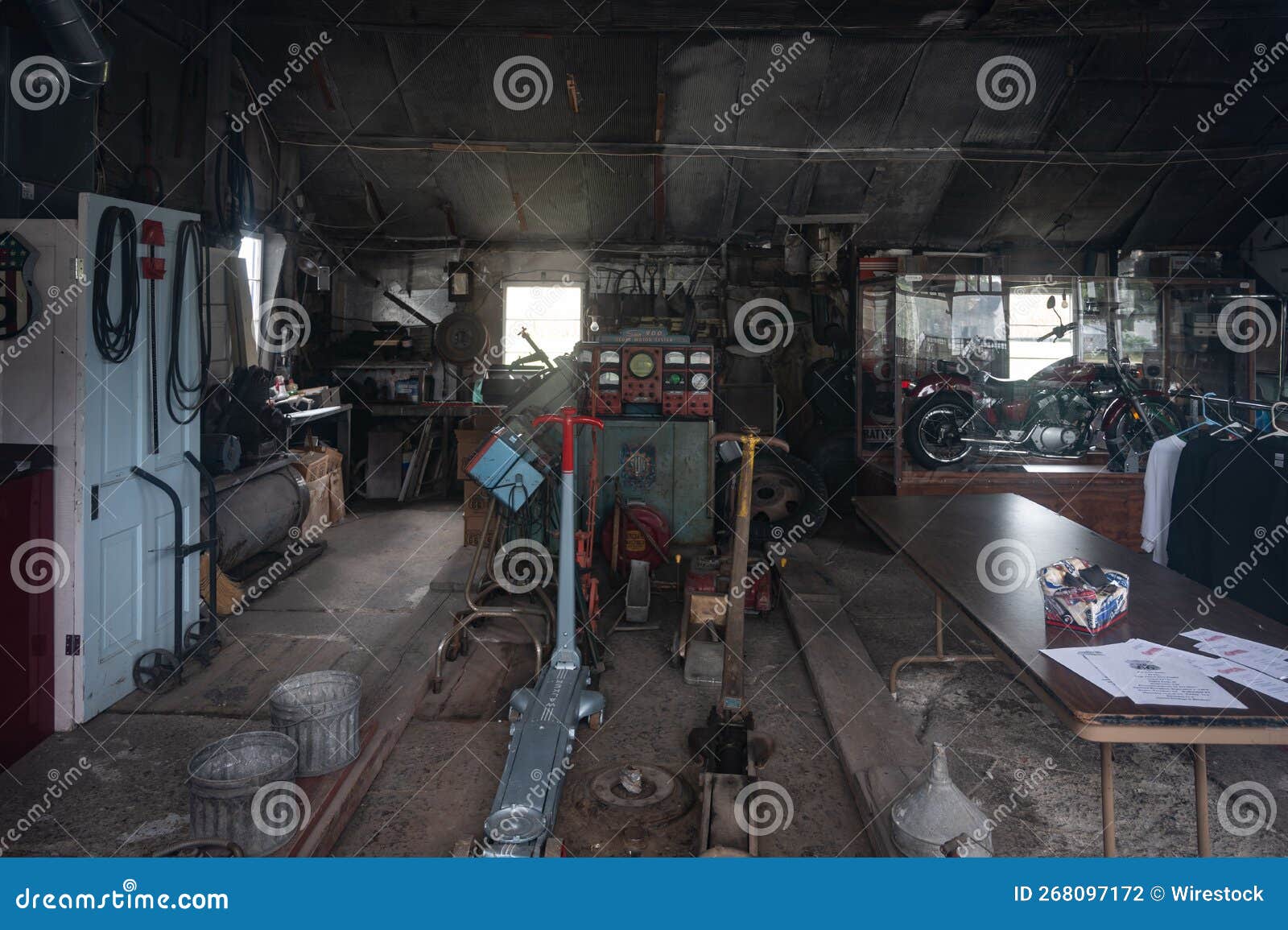 Interior of an Old Abandoned Mechanical Workshop at a Roadside Gas ...