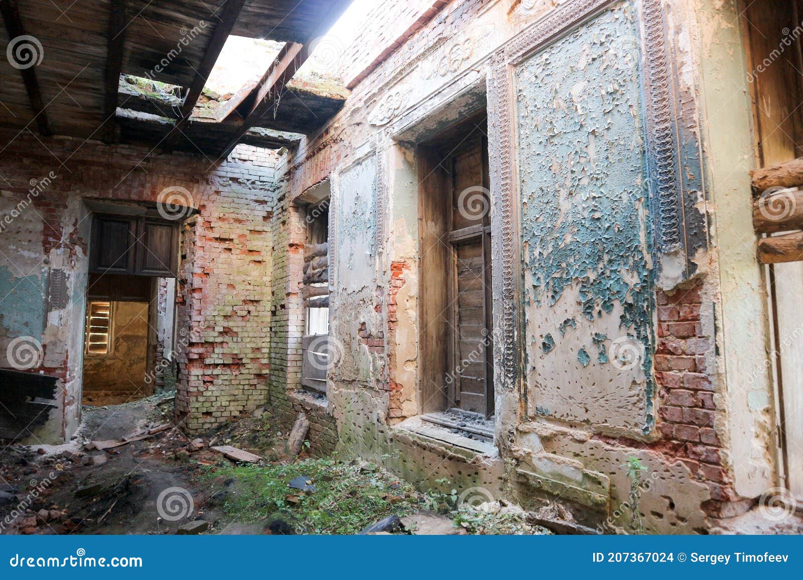 The Interior of the Old Abandoned Manor after the Fire Stock Photo ...