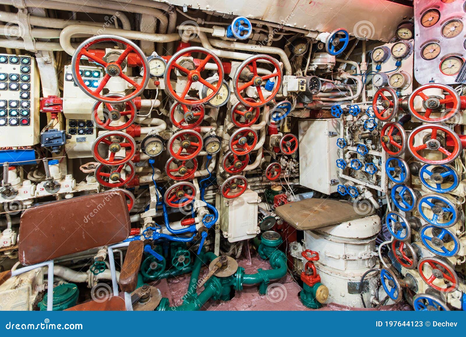 Interior of Old Abandoned Russian Soviet Submarine. Interior of Combat ...