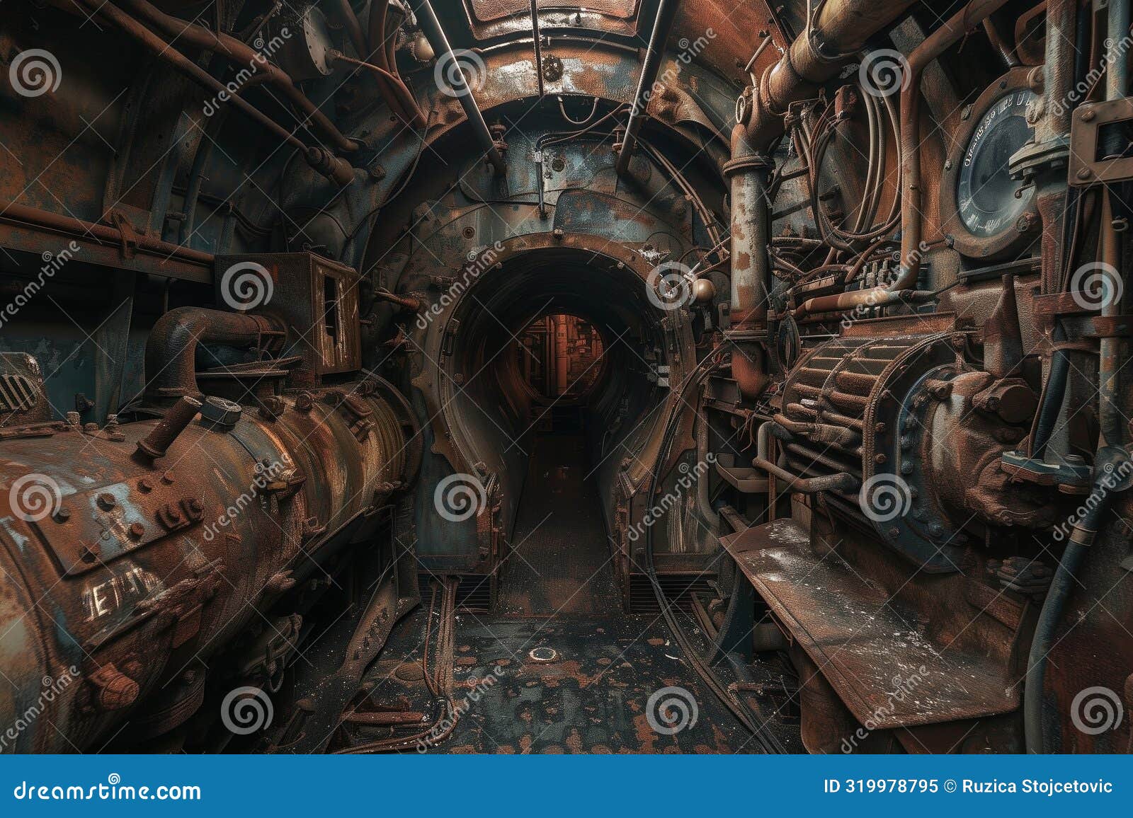 Interior of Old Abandoned Submarine Ai Photo Stock Illustration ...