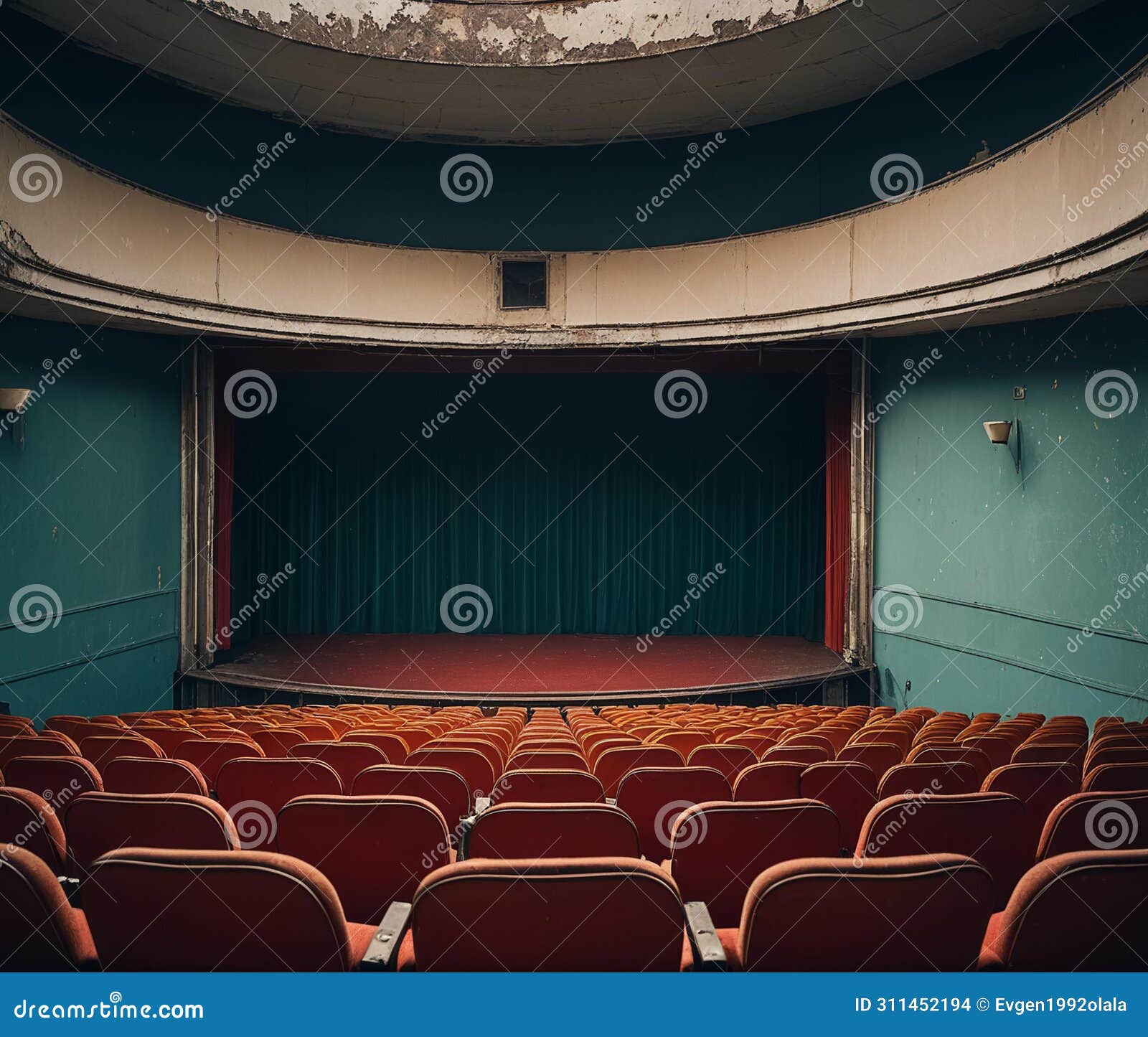 Interior of an Old Abandoned Theater Building. Generative AI Stock ...