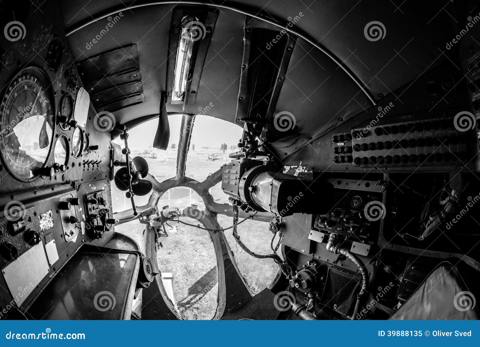 Interior of an Old Aircraft with Control Panel Stock Image - Image of ...