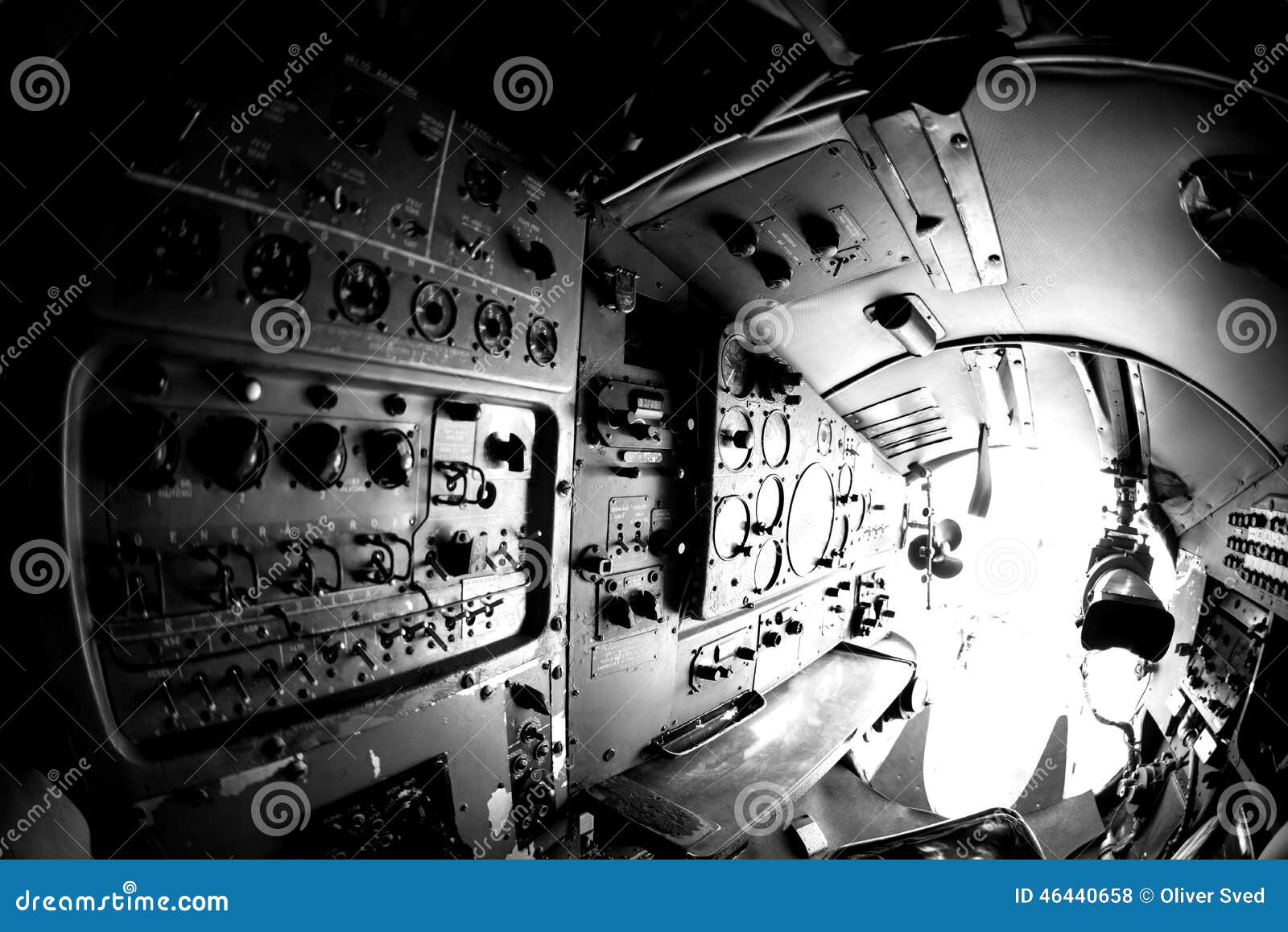 Interior of an Old Aircraft with Control Panel Stock Photo - Image of ...